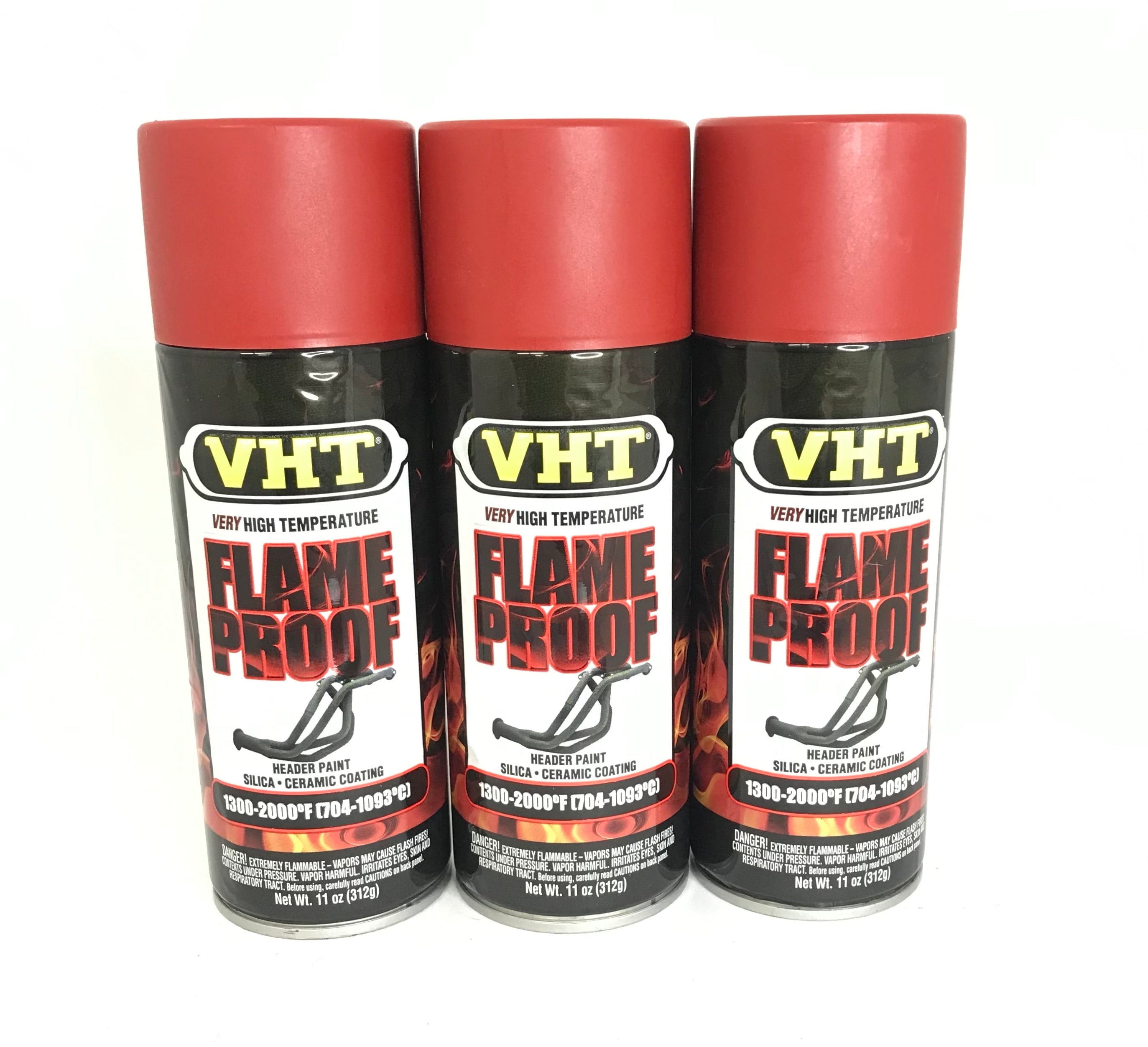 VHT SP109-3 PACK High Temperature Flame Proof FLAT RED Header Spray ...