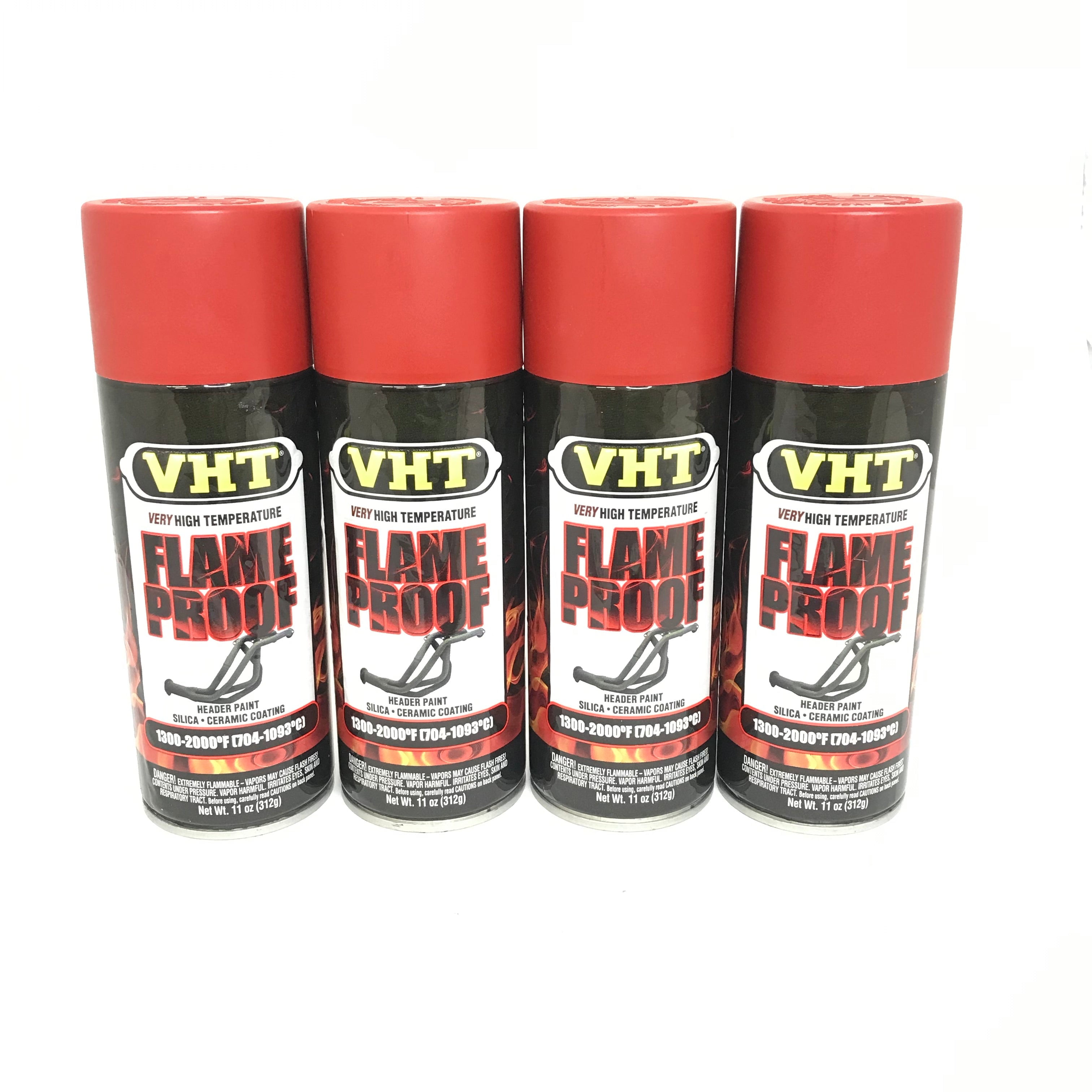 VHT SP109-4 PACK High Temperature Flame Proof FLAT RED Header Spray ...