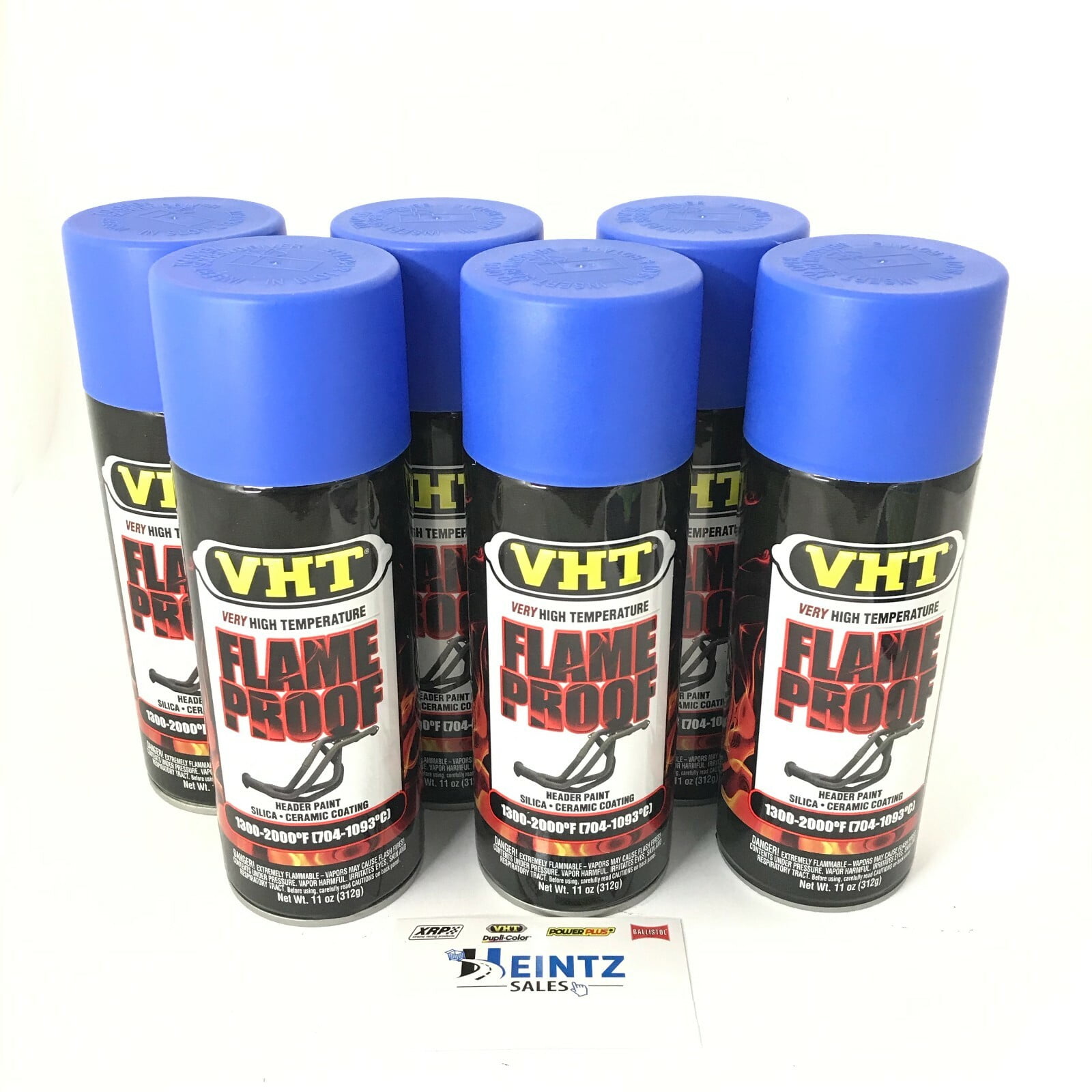 VHT SP110-6 PACK High Temperature Flame Proof FLAT BLUE Header Spray ...