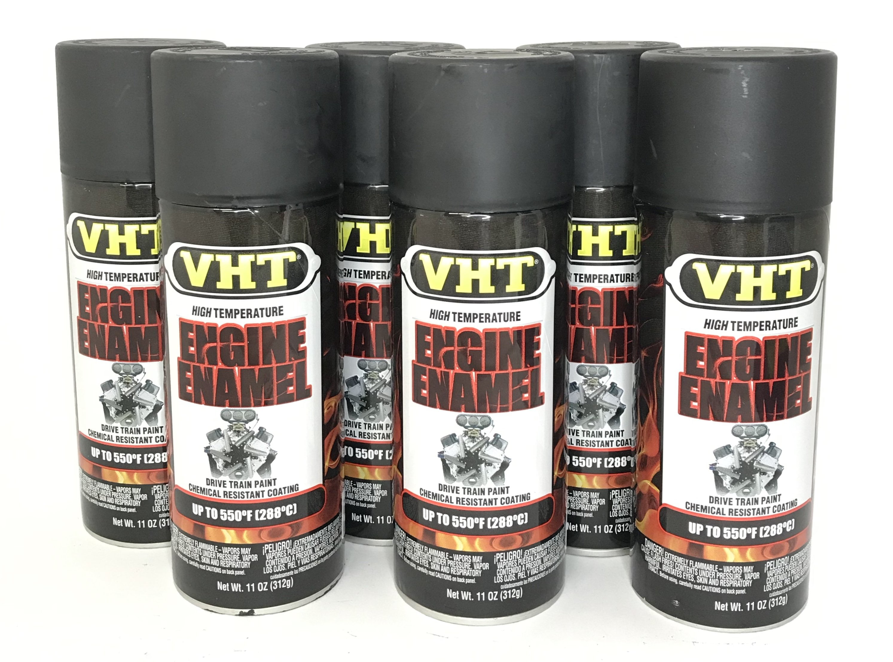 VHT SP130-6 PACK FLAT BLACK Engine Enamel High Heat Drive Train Paint ...