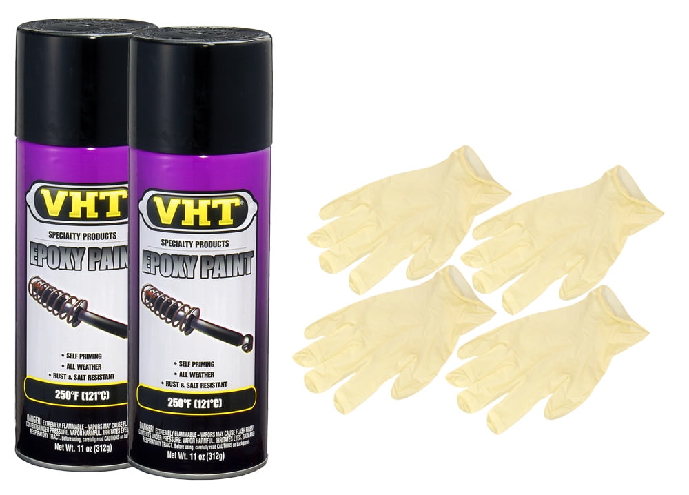 VHT Satin Black Epoxy All Weather Paint (11 oz) Bundle with Latex ...