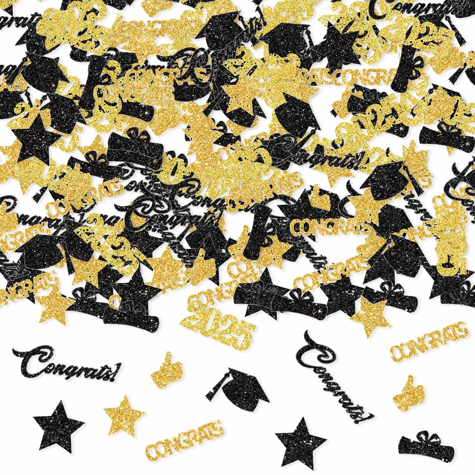VHUWE Congrats Grad Graduation MMF7 Confetti 2025, 0.7 oz Black Gold ...