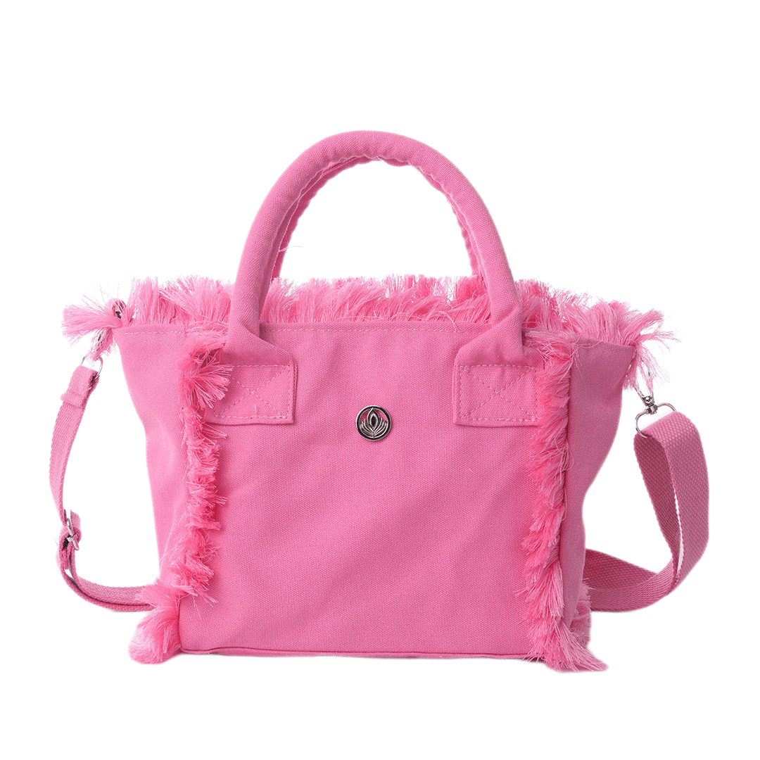 VIA FIORE Pink Canvas Tote with Frayed Edge - Walmart.com