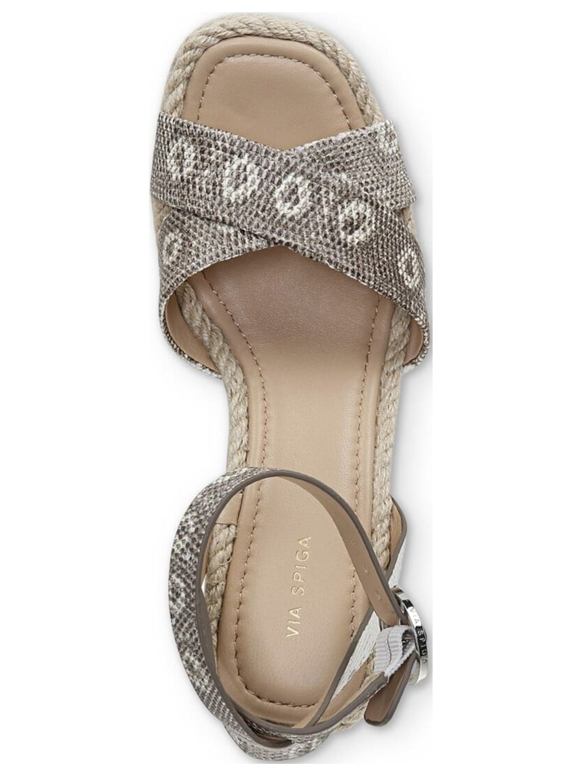 VIA SPIGA Womens Blanc Green Ring Lizard Skin Adjustable Strap Cushioned Sesilia Square Toe ...