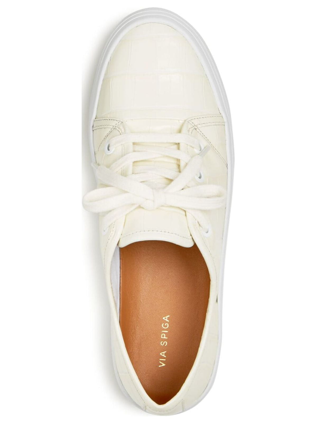 VIA SPIGA Womens Milk Ivory Croc Embossed Cushioned Logo Viola Round ...