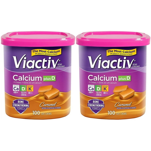 VIACTIV Calcium Plus D, Chewable Bone Formula, Soft Chews, Caramel 100 ...