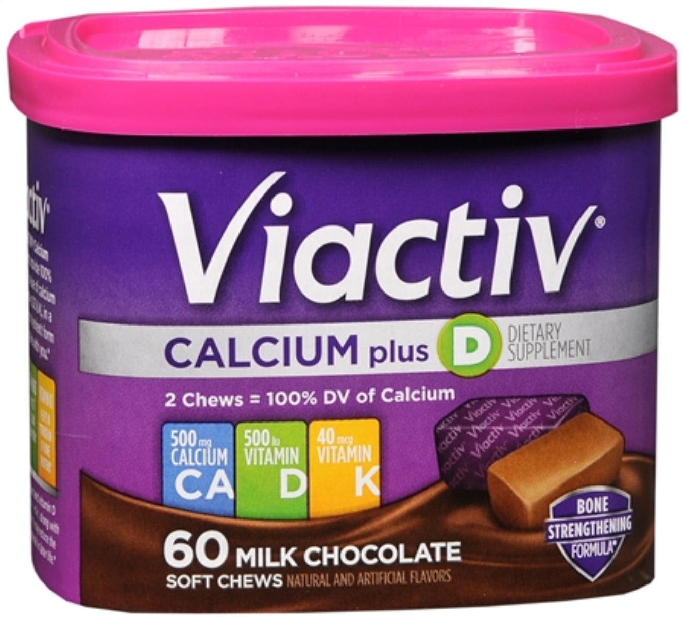 Viactiv Calcium Plus D Soft Chews, Milk Chocolate Flavor, 500mg Calcium ...