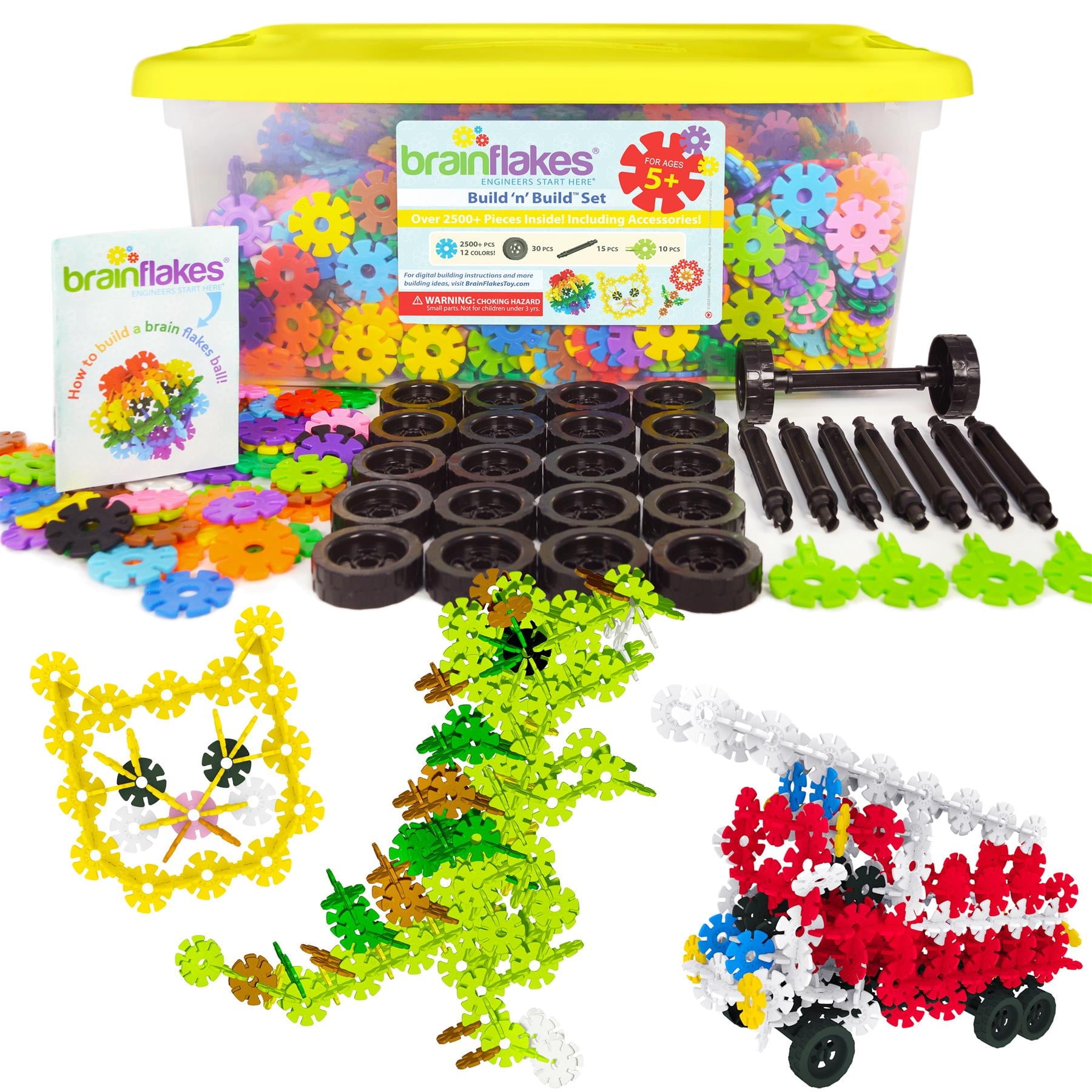 VIAHART Brain Flakes 2500+ Pieces Build 'n' Build Kit | STEM Toy | Kids ...