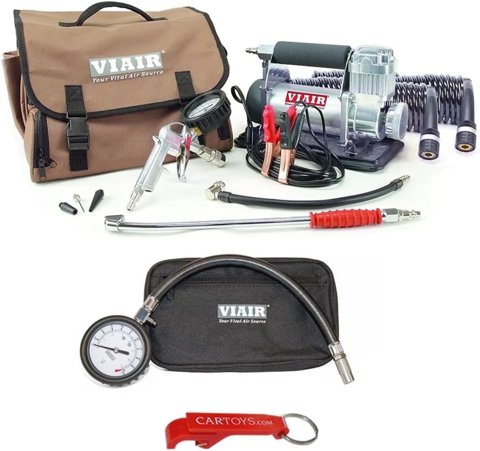 VIAIR 400P 40047 Compressor and Compact Tire Pressure Gauge Bundle. RV ...
