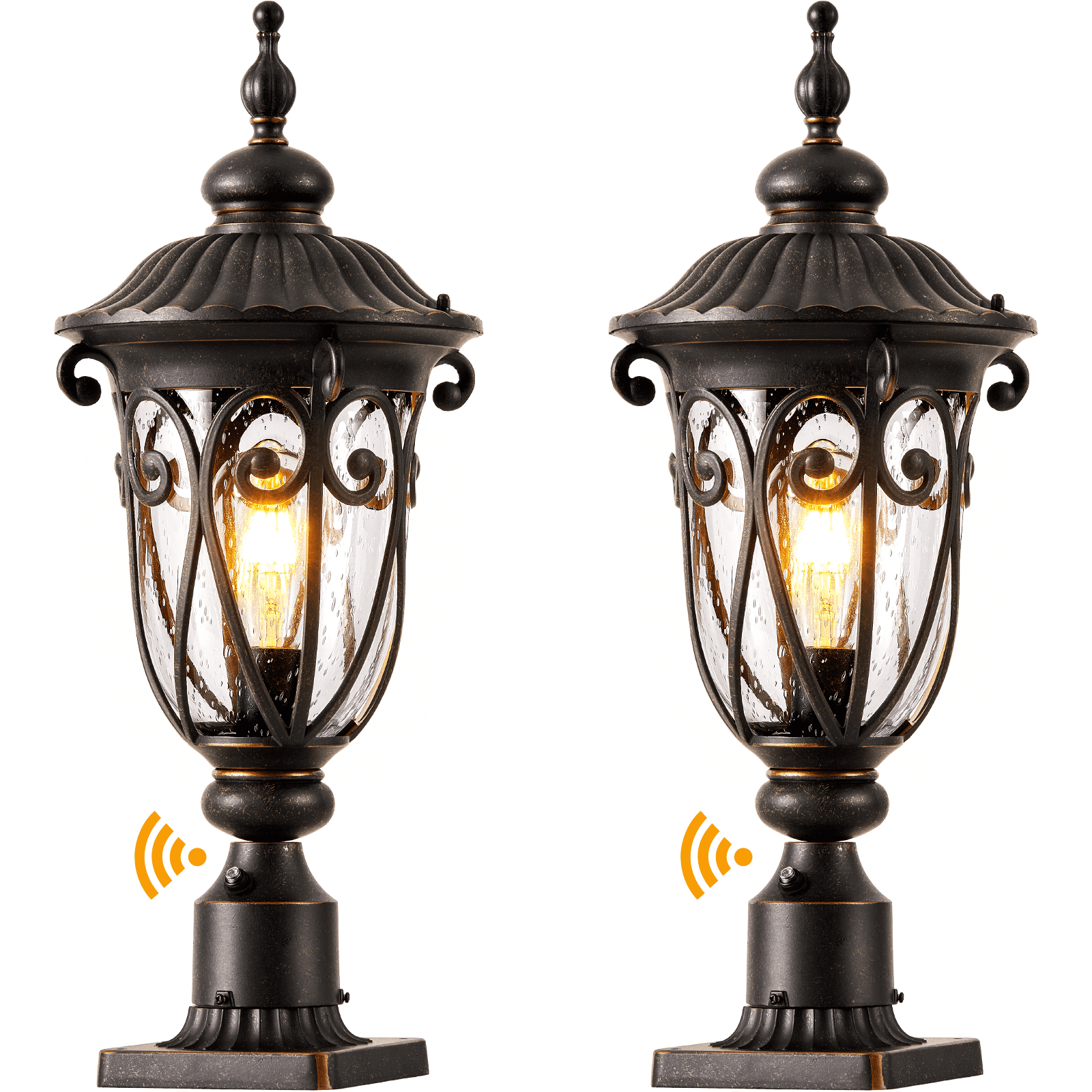 VIANIS 23.8" Large Dusk to Dawn Outdoor Post Light, 2-Pack Bronze Light ...