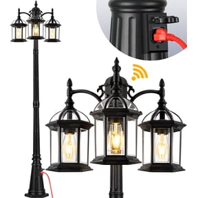 3-Light 85.43"in Matte Black Outdoor Post Light with Dusk to Dawn ...