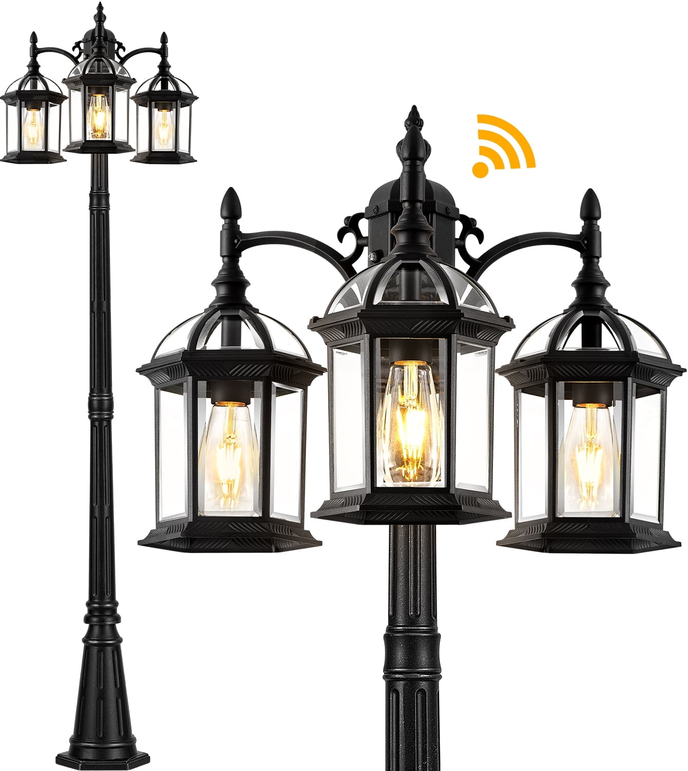 VIANIS 82.9" H Outdoor lamp Post Light, Black Dusk to Dawn outdoor ...