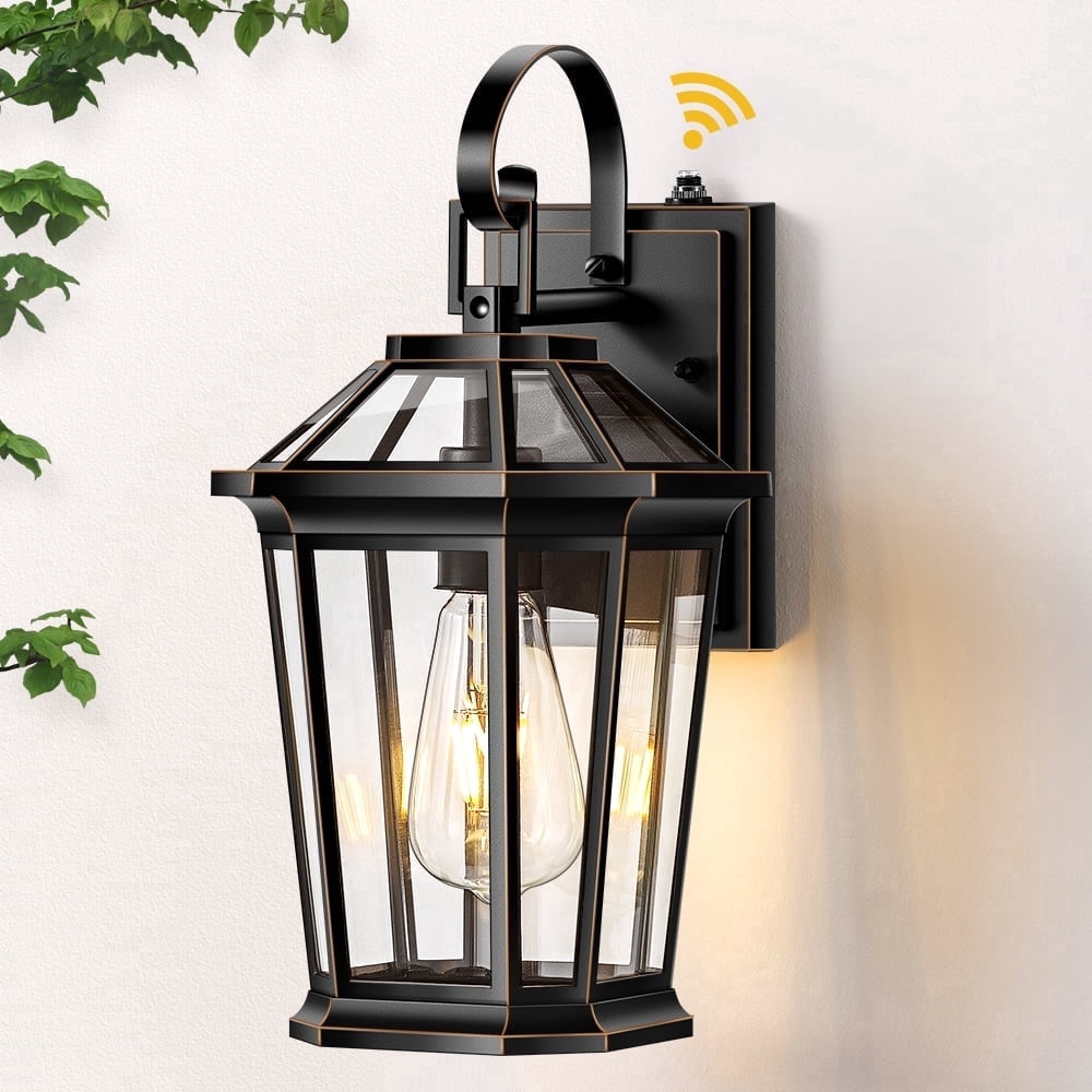 VIANIS Dusk to Dawn Outdoor Wall Lighting, Black Gold Waterproof ...