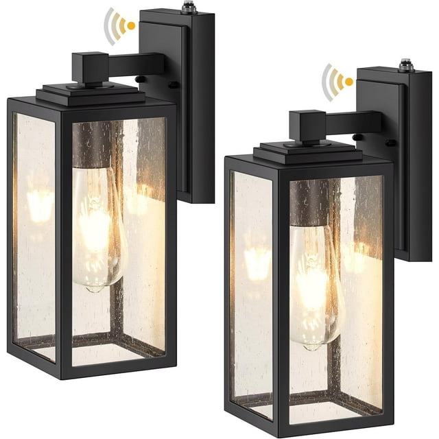 VIANIS Dusk to Dawn Black Anti Rust Aluminum Outdoor Wall Lanterns (2 ...