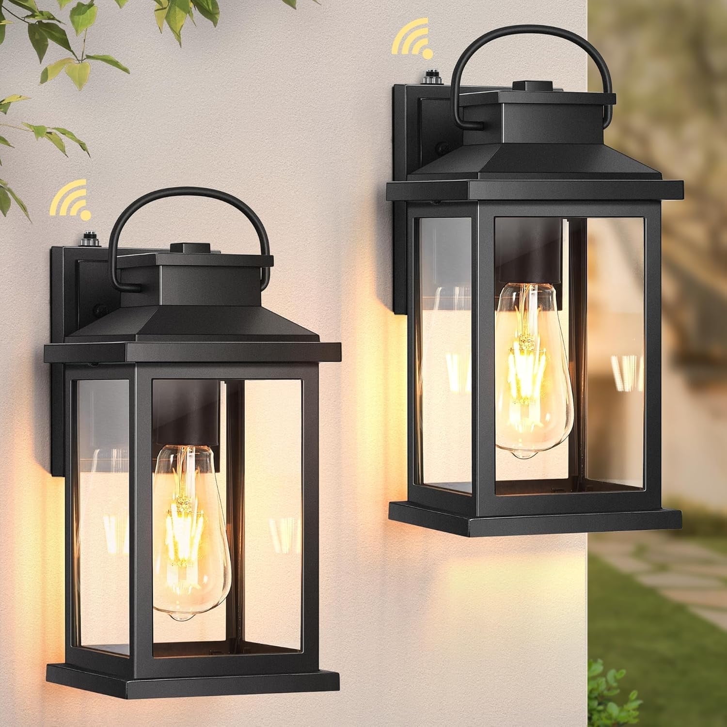 VIANIS Outdoor Wall Lantern, Modern Black Exterior Porch Lights Wall ...