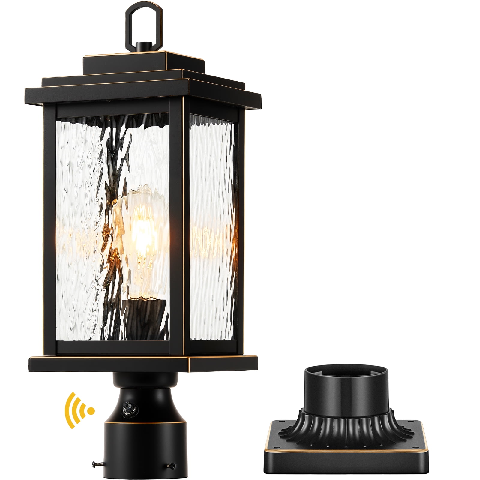 VIANIS Large Dusk to Dawn Outdoor Post Lights, Matte Black Hardwired ...