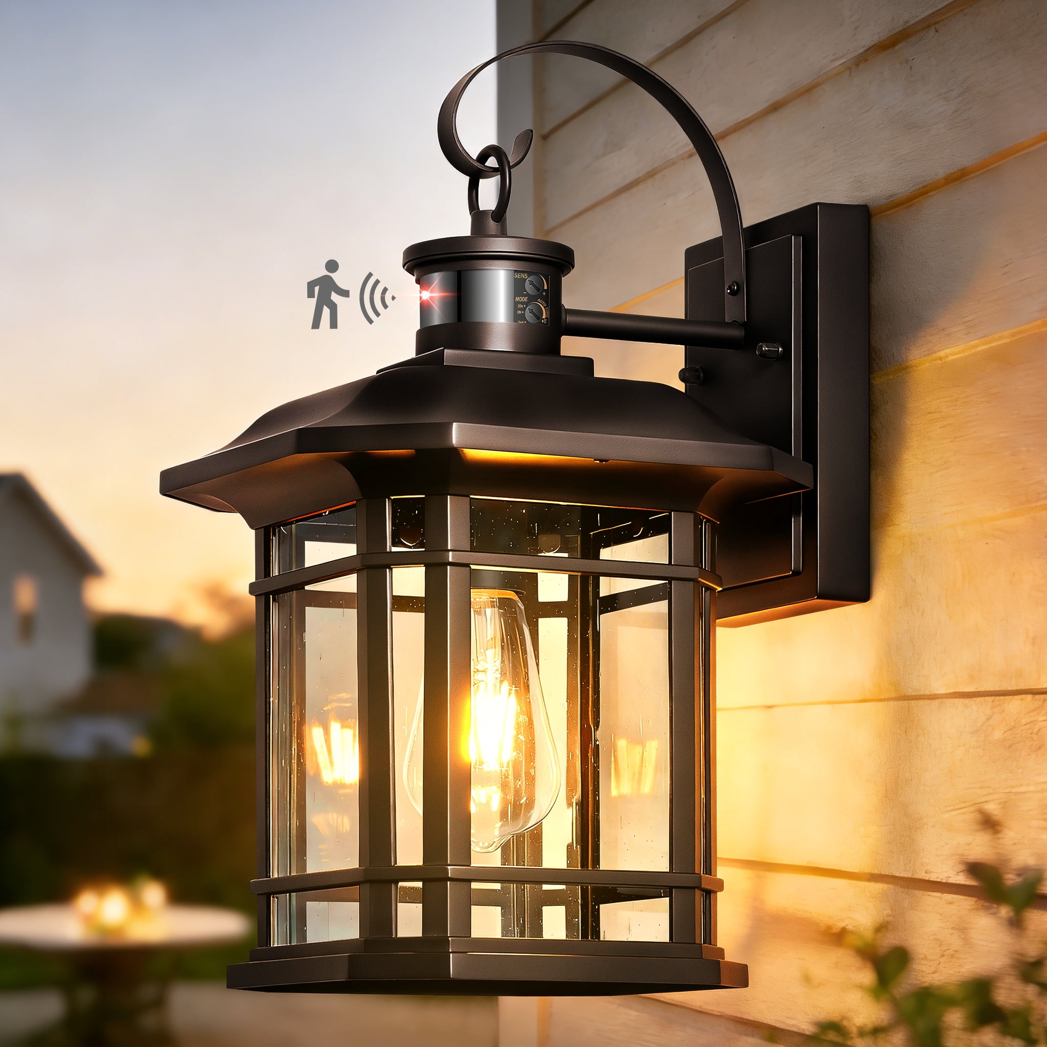VIANIS Large Oil Rubbed Bronze Motion Sensor Outdoor Light, Distance ...