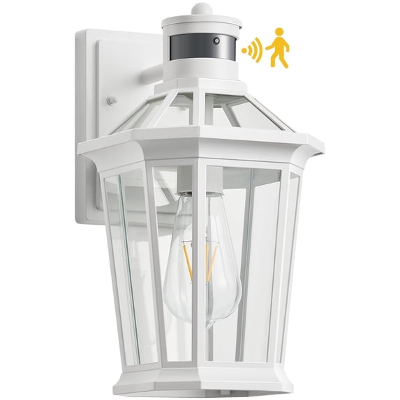 VIANIS Motion Sensor Outdoor Wall Light, White Dusk to Dawn Fixture ...