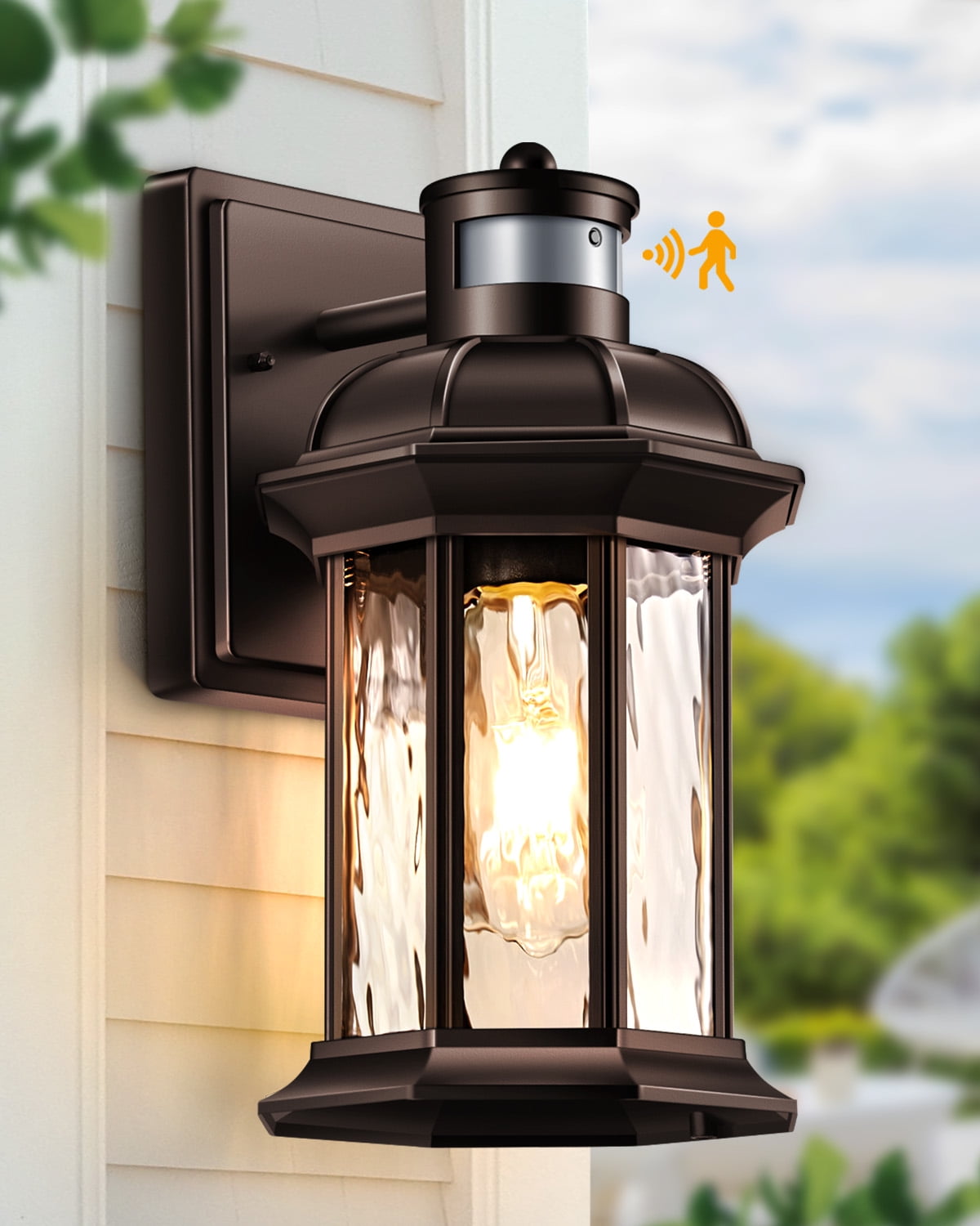 VIANIS Motion Sensor Outdoor Light Fixture, Oil Rubbed Bronze Front ...