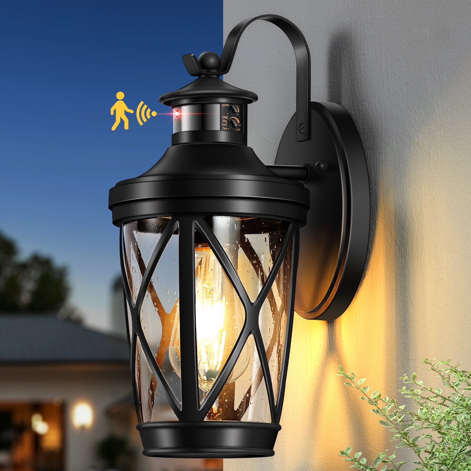 VIANIS Motion Sensor Outdoor Light Fixtures, Black Modern Porch Lights ...