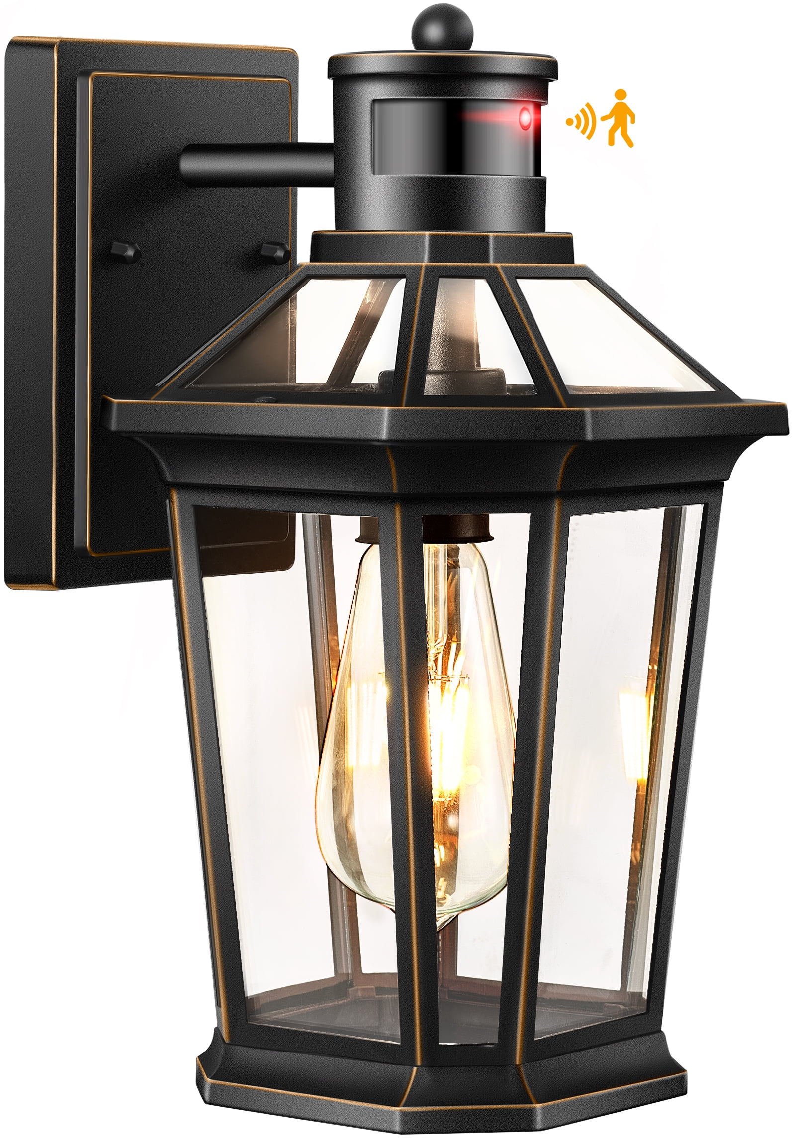 VIANIS Motion Sensor Outdoor Wall Lantern, Black Waterproof Dusk to ...