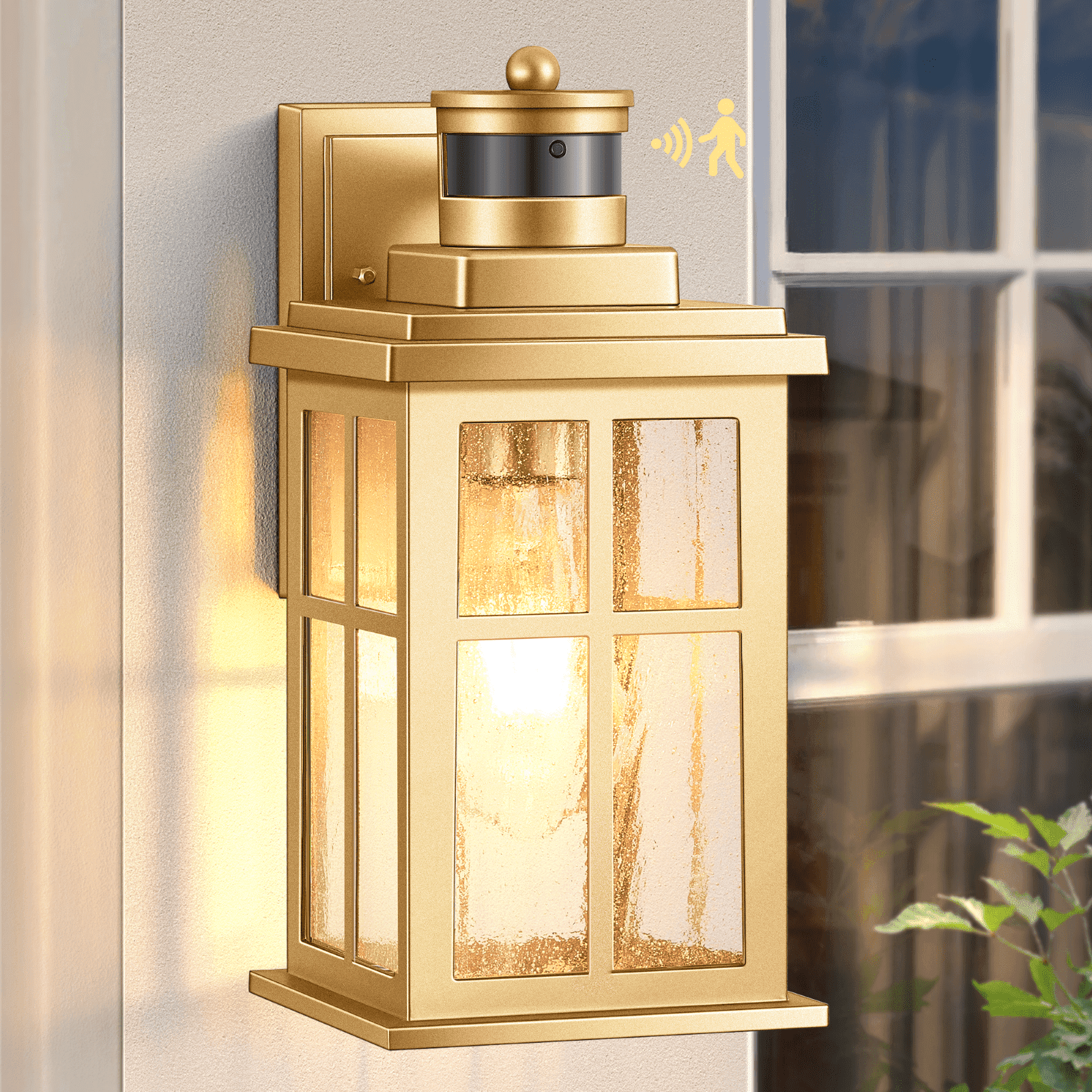 VIANIS Motion Sensor Porch Lights Outdoor, Gold Dusk To Dawn Outside ...