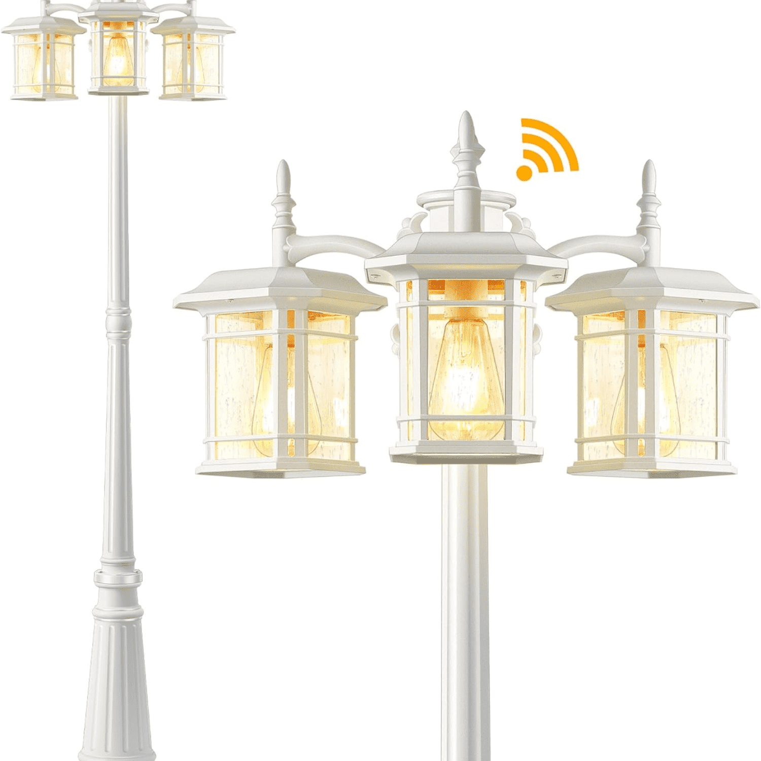 VIANIS Outdoor Lamp Post Light with Outlet 3-Head, Waterproof Outdoor ...