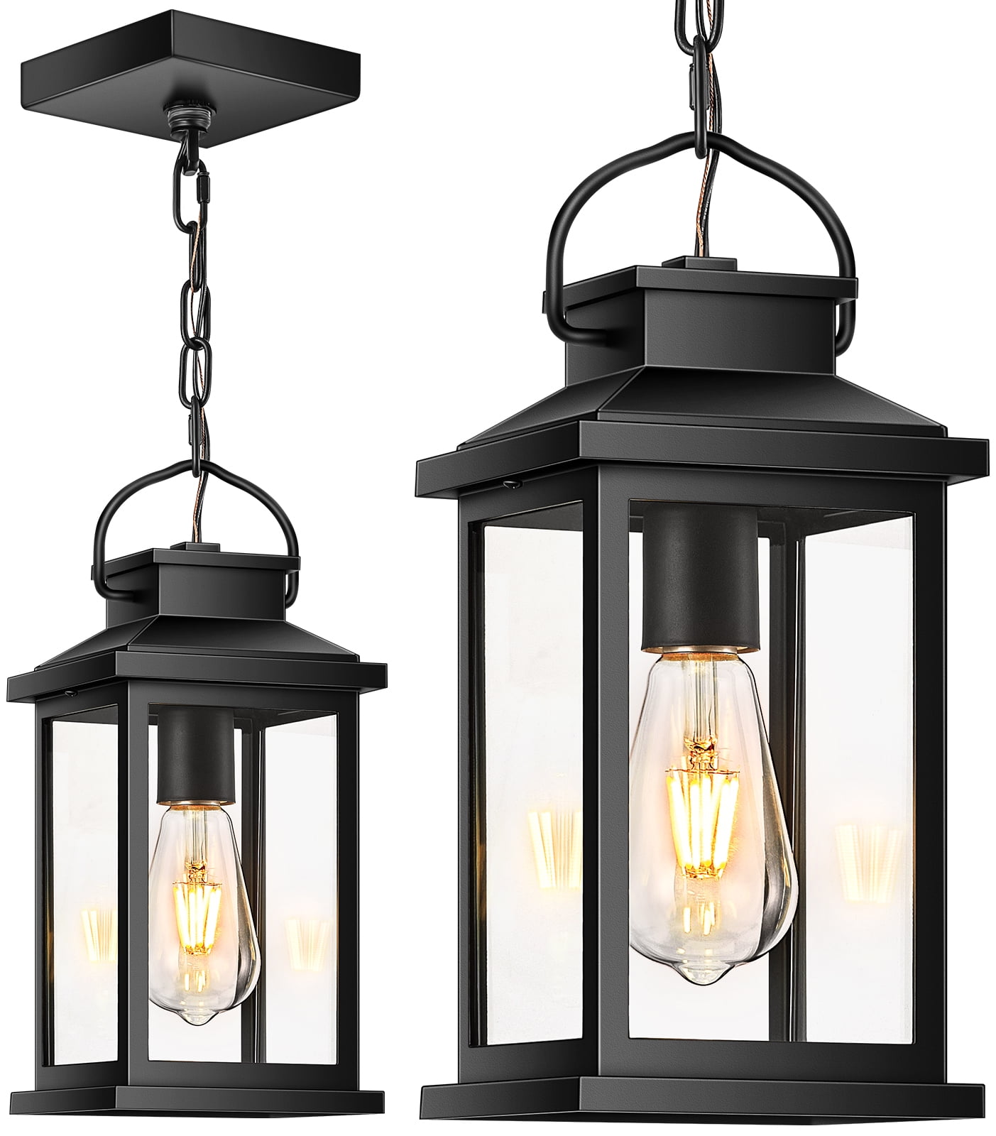 VIANIS Outdoor Pendant Lights for Porch, Black Exterior Chandelier for ...