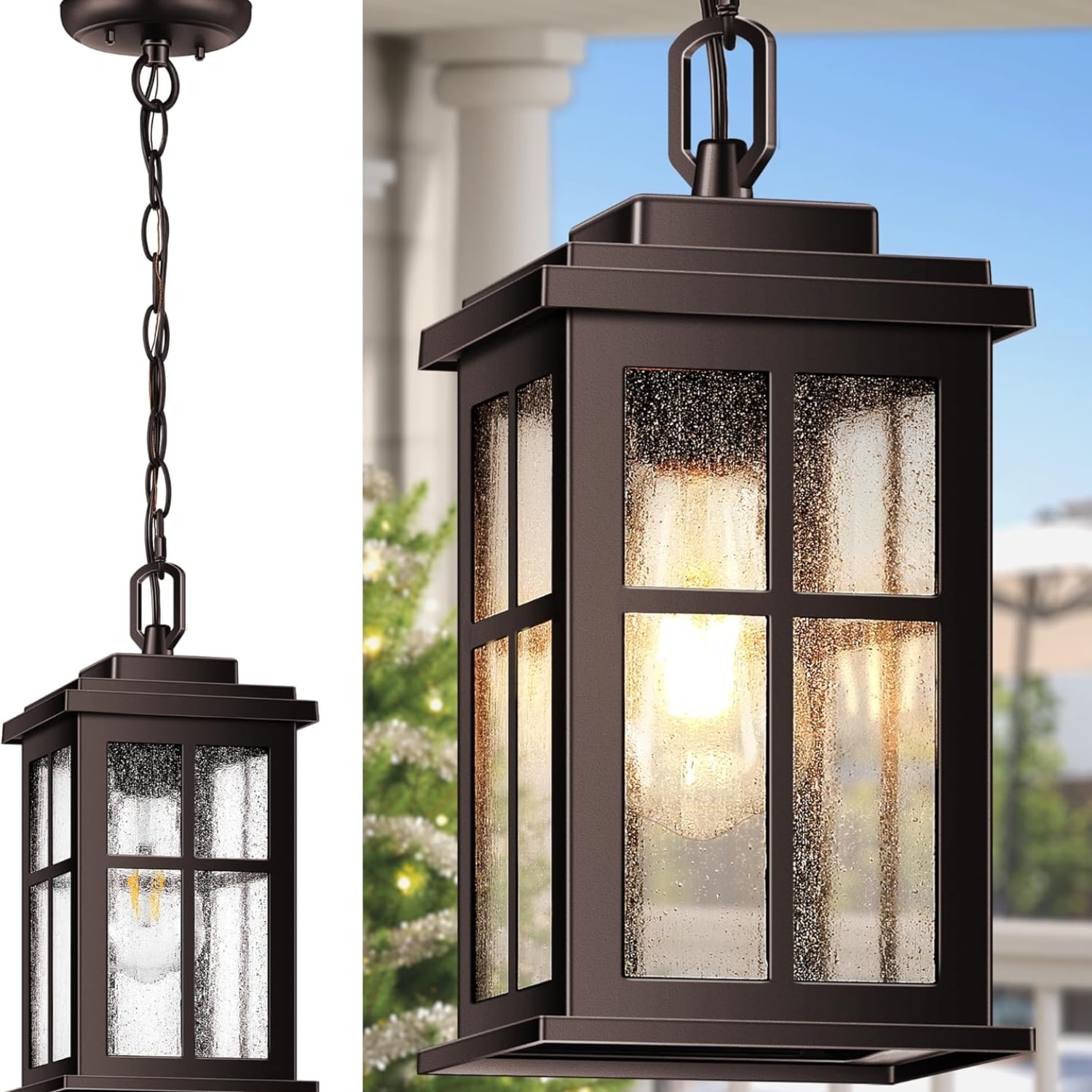 VIANIS Outdoor Hanging Lights - Oil Rubbed Bronze Exterior Pendant ...