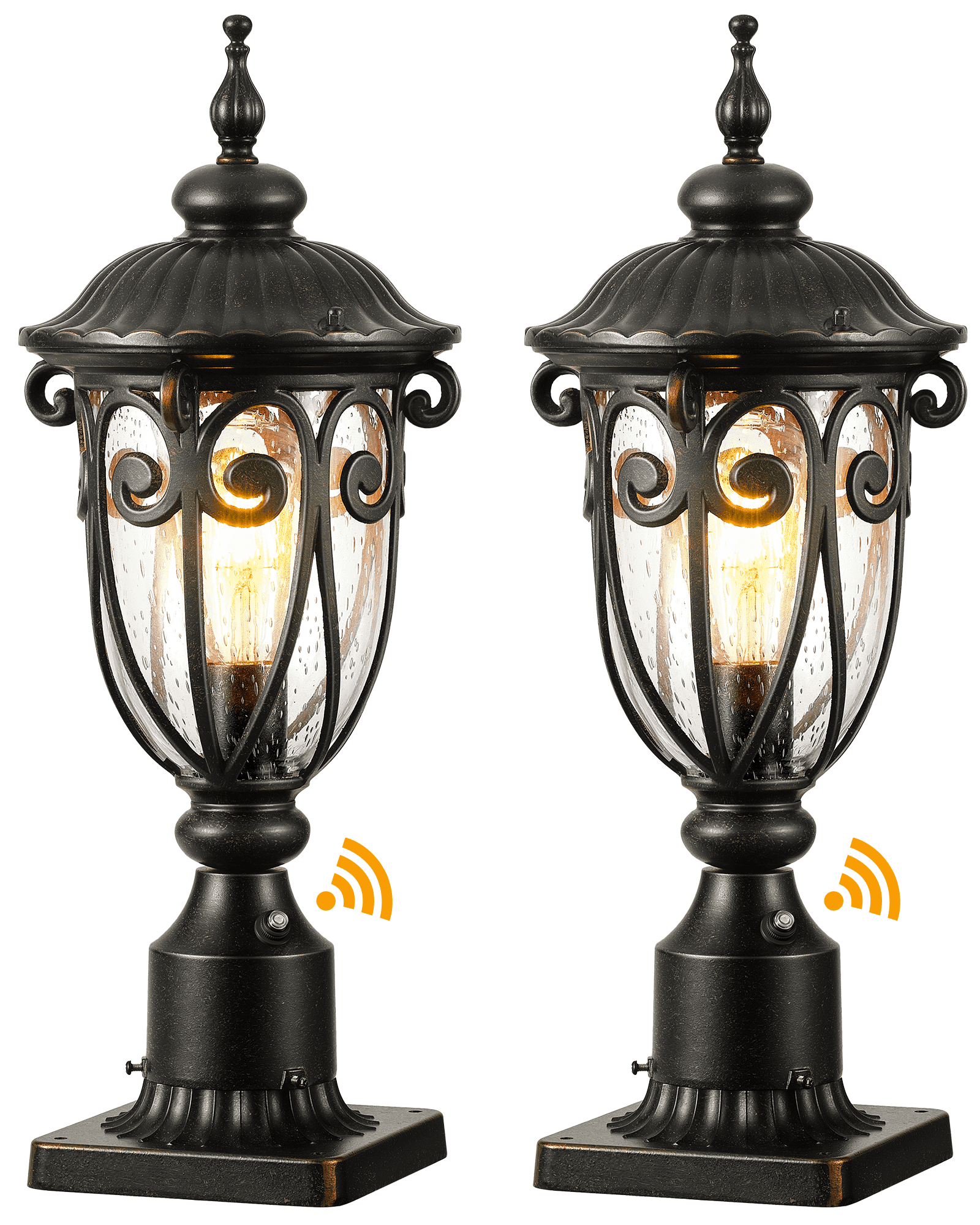 VIANIS Outdoor Post Light with Pier Mount Base, 2 Pack Waterproof Dusk ...