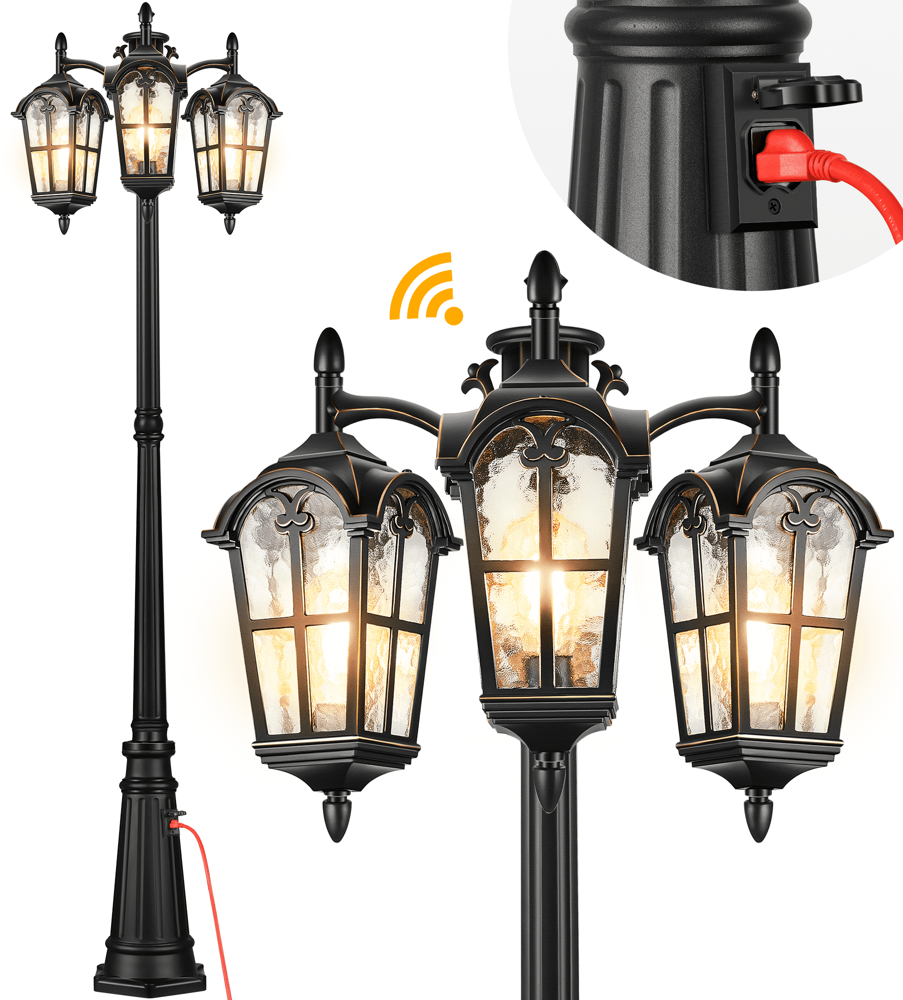 VIANIS Outdoor Post Lights with Outlet, Anti-Rust Vintage Lamp Posts ...