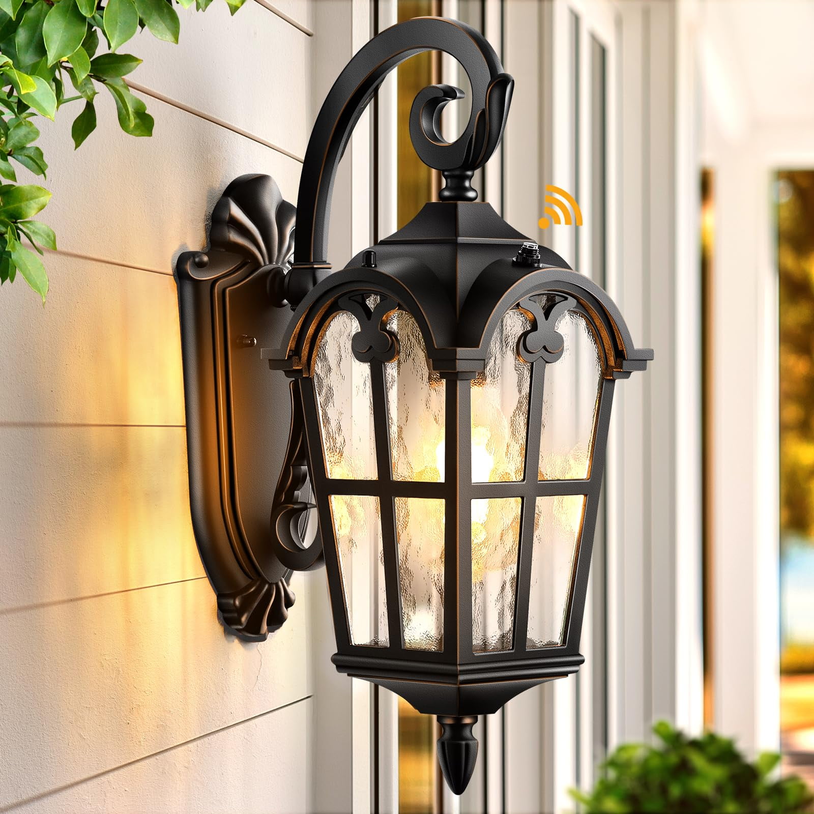 VIANIS Outdoor Wall Light, 16.9" Black Dusk to Dawn Outdoor Lighting ...