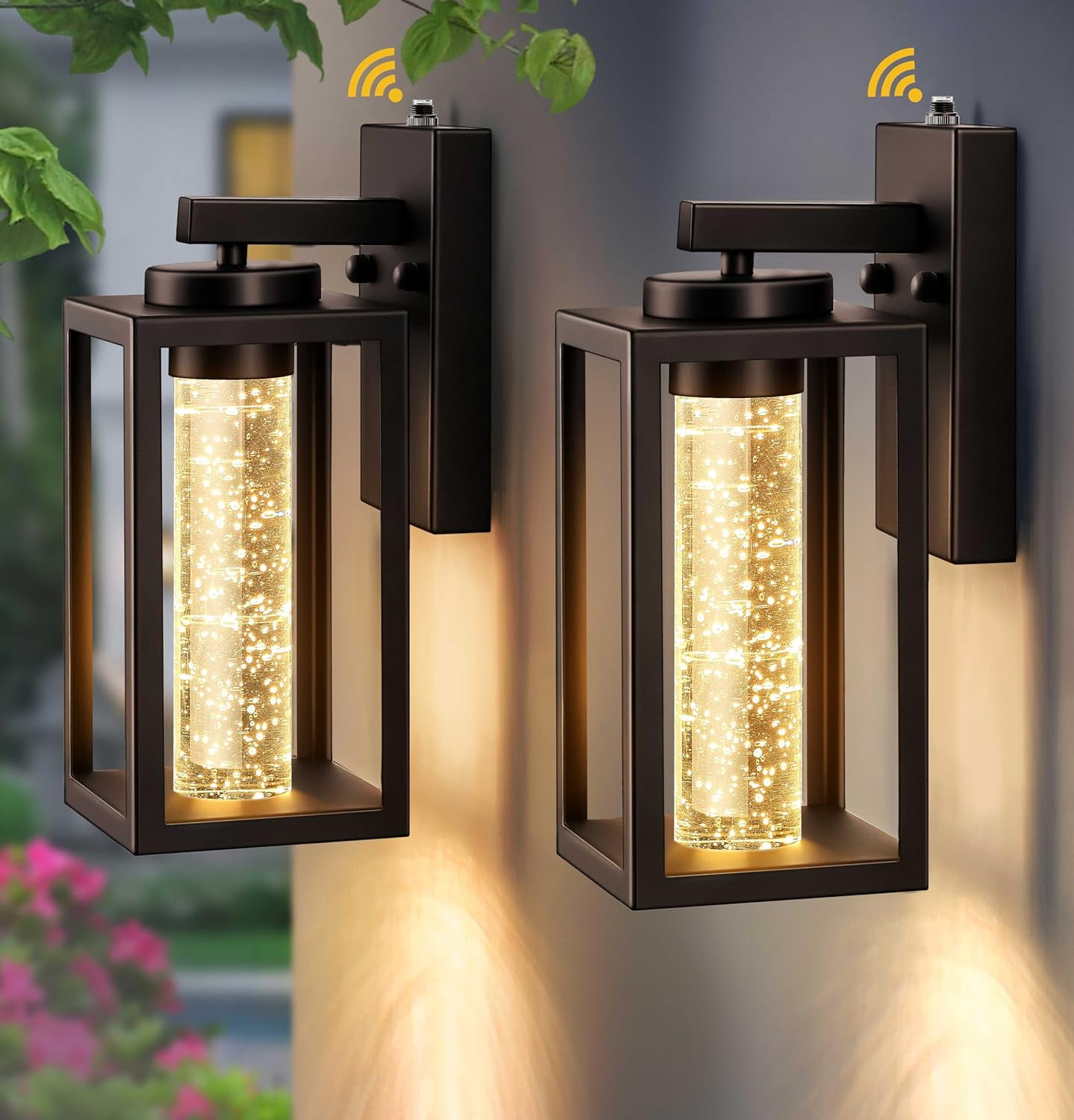 VIANIS Outdoor Wall Light - Crystal Bubble Glass Porch Lighting with ...