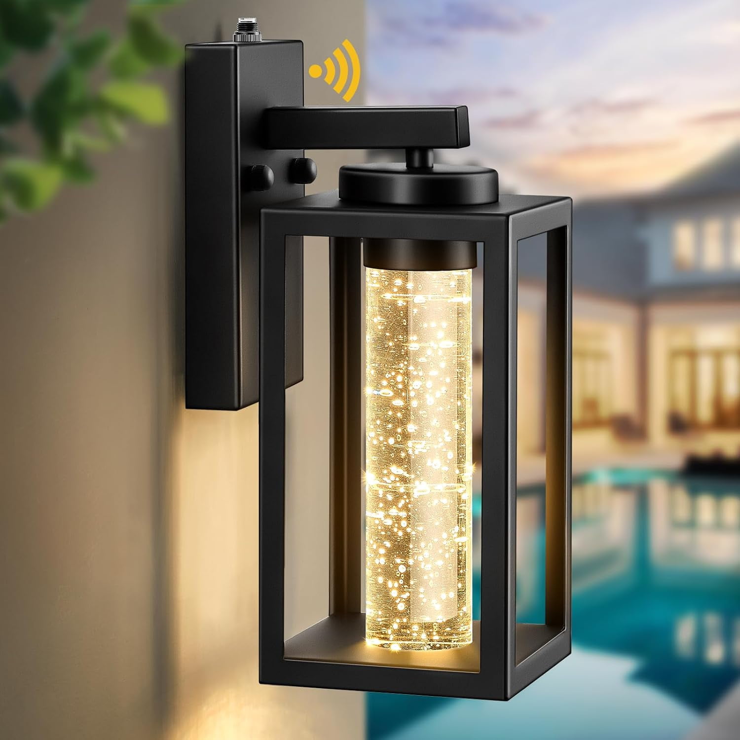 VIANIS Outdoor Wall Light - Crystal Bubble Glass Porch Lighting with ...