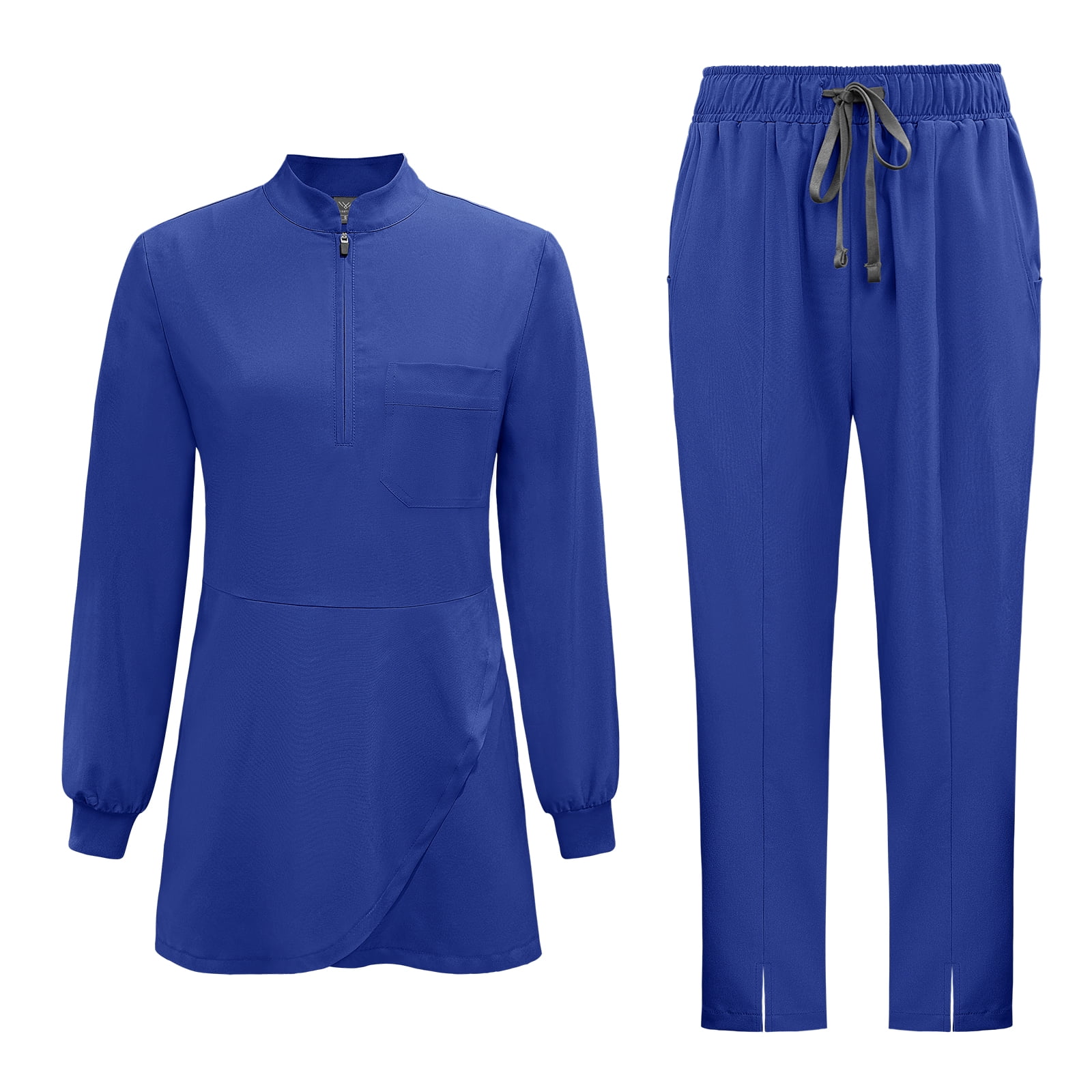 VIAOLI Women's Medical Scrub Set - Half-Zip Mid-Length Top with ...