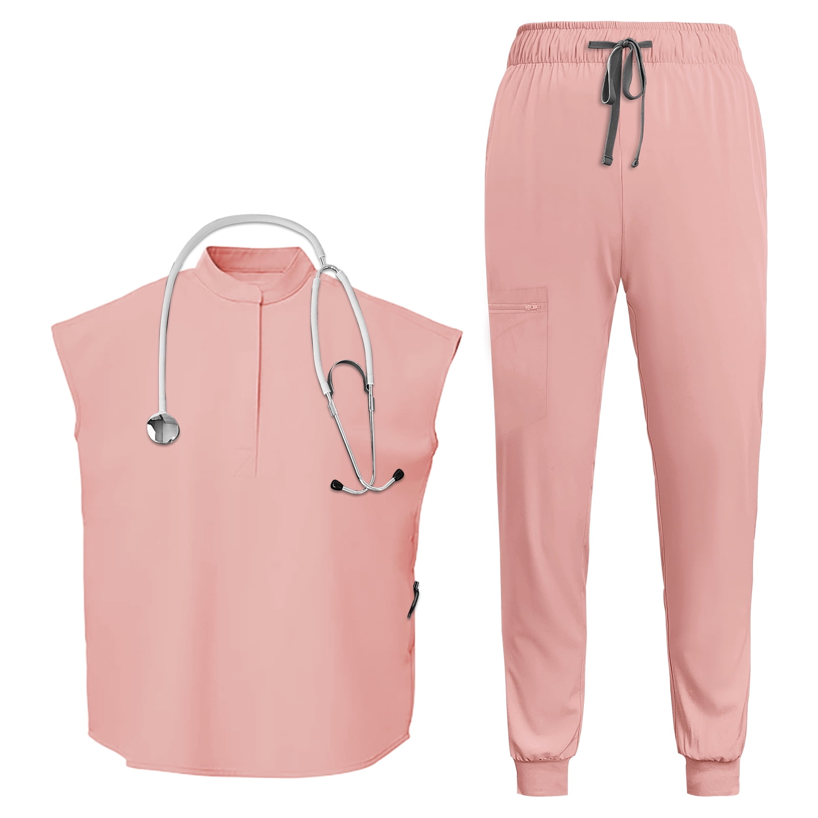 VIAOLI Women's Scrubs Set - Stretch Sleeveless Top & Pants for Nurse ...