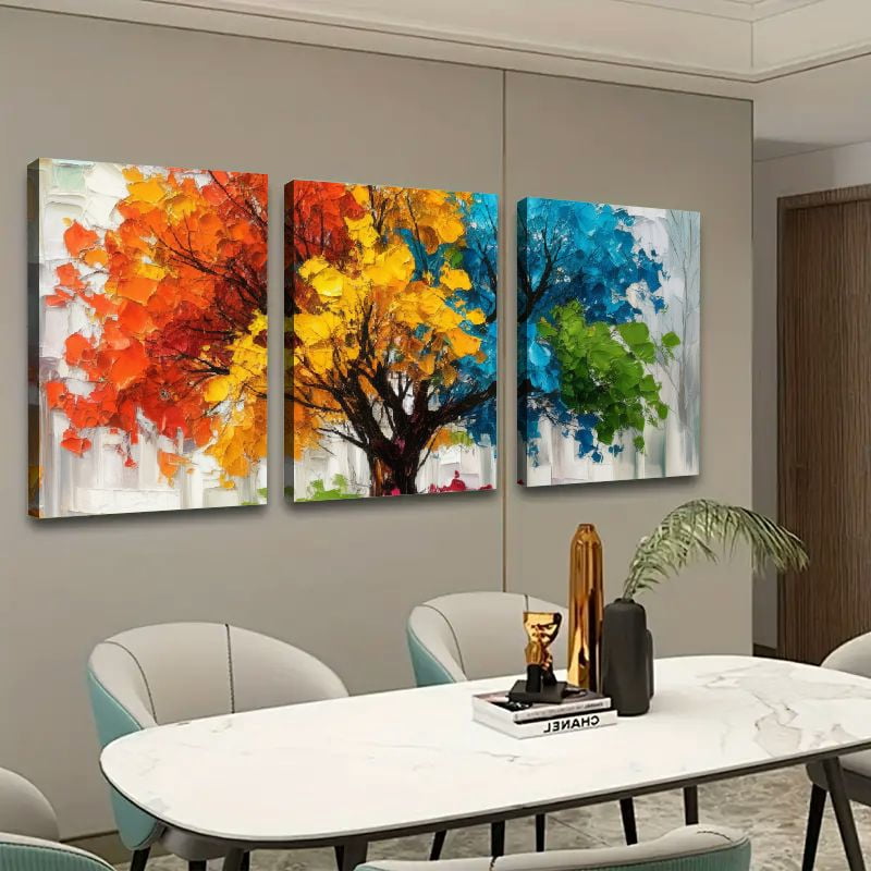 VIB_2 Bold Painting Style Canvas Print Triptych Wall Art Decor 16x24in ...