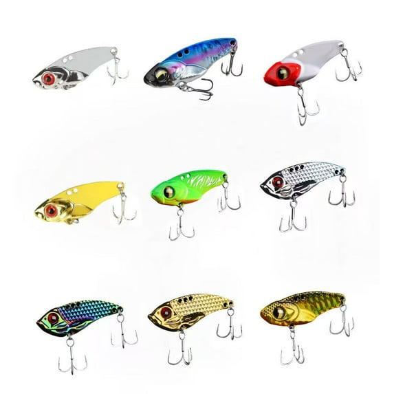VIB Fishing Lures Set (9-Pc): Minnow VIB, Swimbait Popper, Rattlesnake Metal Lure, Dragon Blade ...