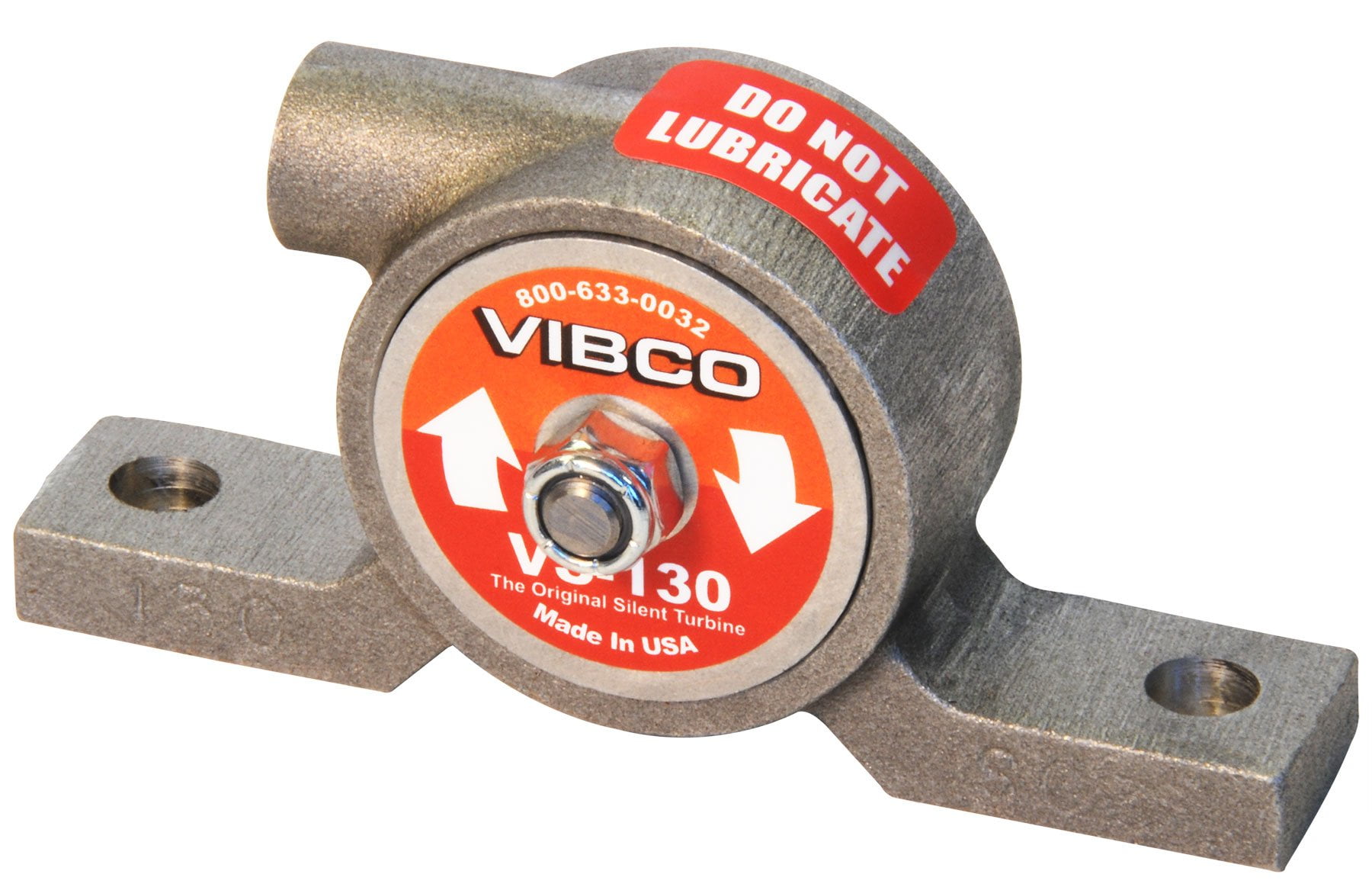 VIBCO VS-130 Silent Pneumatic Turbine Vibrator, 75 lb. Force, 10500 VPM, 5.5 CFM, 80 psi, 4 ...