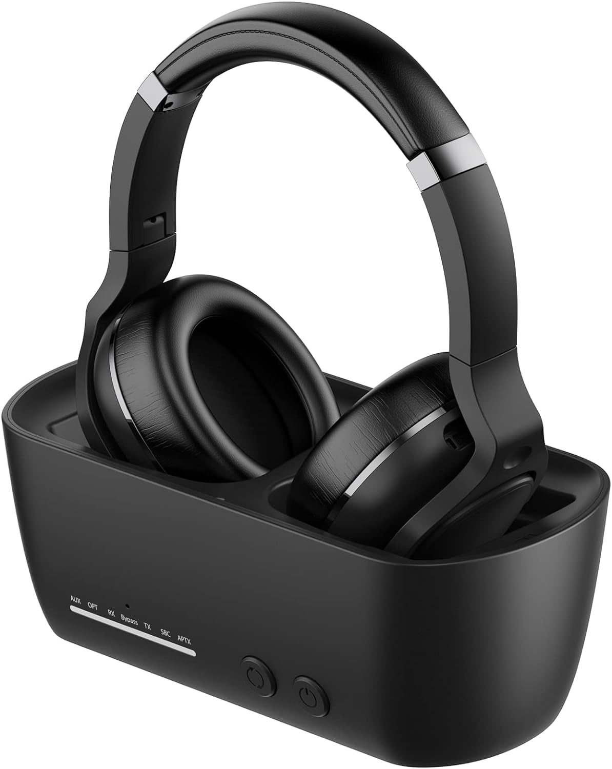 VIBEADIO E9 Wireless Headphones for TV 2.4GHz RF Transmitter Dock BT 5.0 - Black - Walmart.com