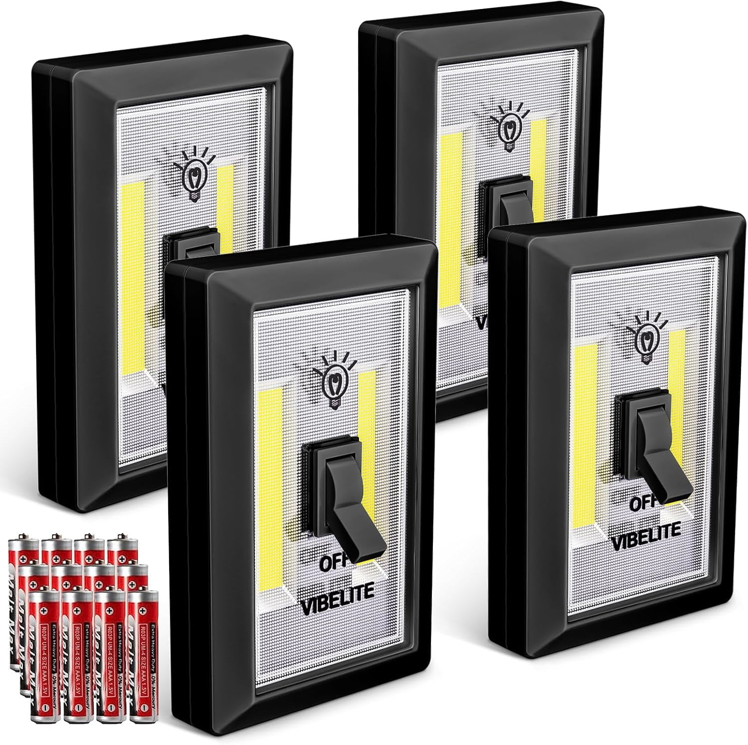 VIBELITE Closet Light, Battery Operated Switch Light, Tap Light, Touch, Push Night Lights, Wall ...