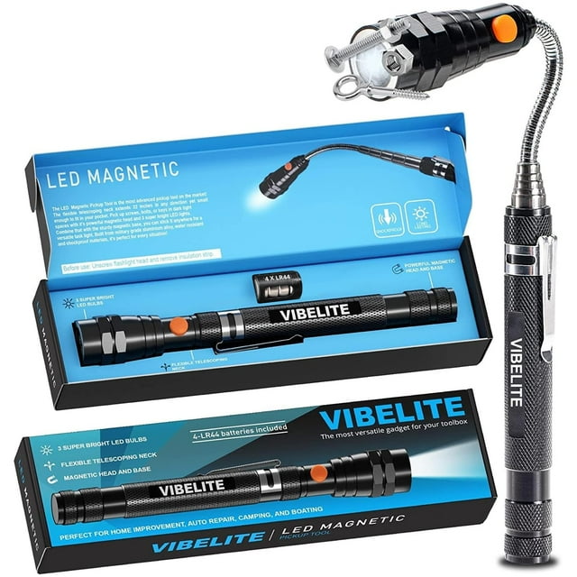 VIBELITE Extendable Magnetic Flashlight with Telescoping Magnet Pickup ...