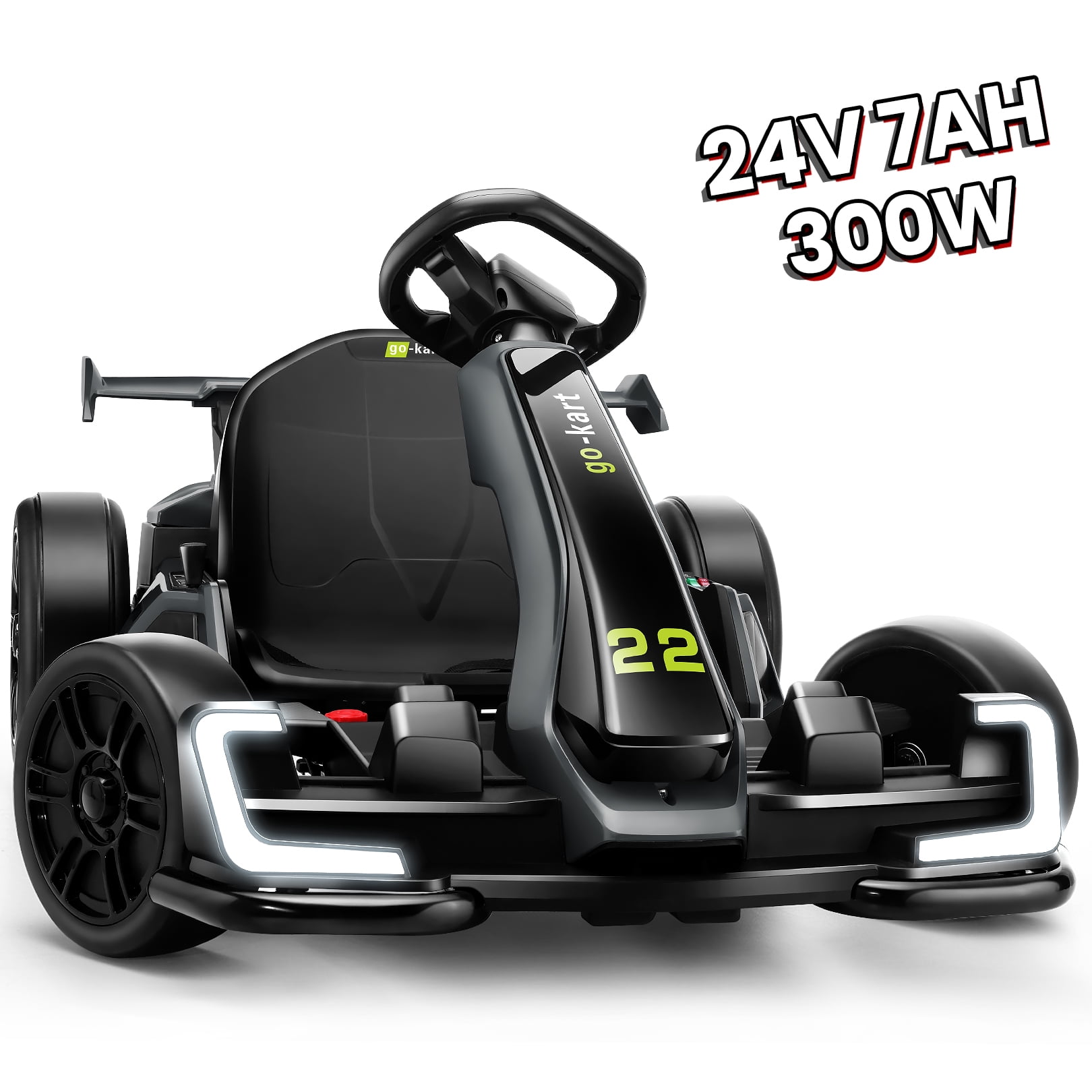 VIBESPARK 24V Kids Electric Go Kart, 300W Powered Ride on Car w/ Length ...