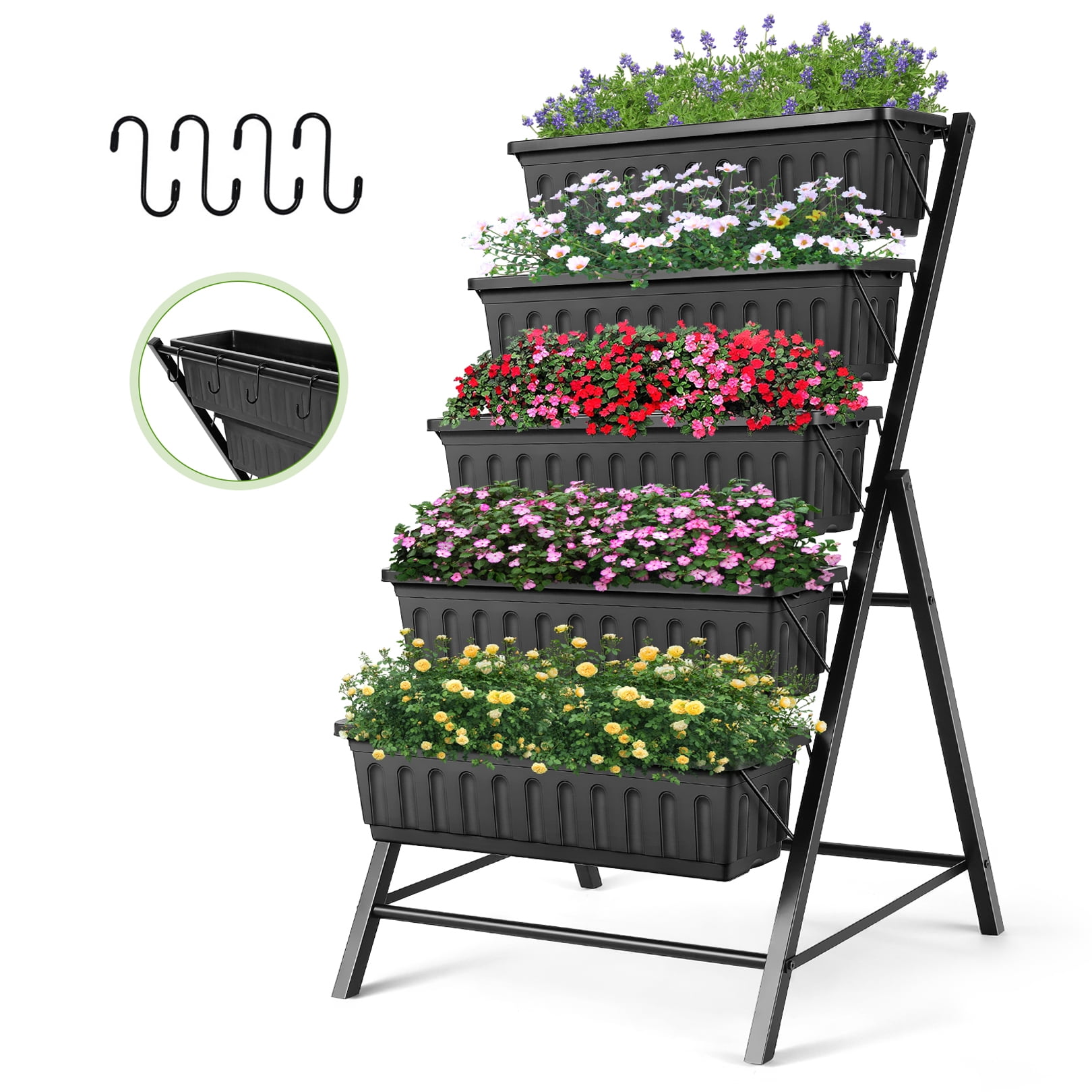 VIBESPARK 4Ft Raised Garden Bed, 5 Tier Vertical Planters, 26in x 22 ...
