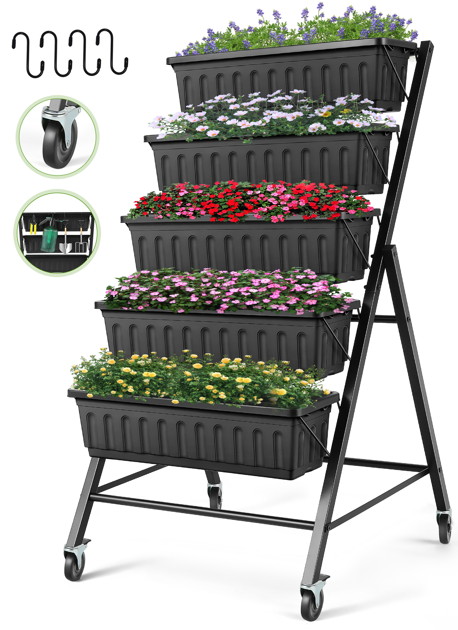 Stackable Planters 6 Tier Vertical Planters Strawberry, Herb, Flower ...