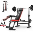 VIBESPARK 6-in-1 Adjustable Weight Bench Set with Squat Barbell Rack ...