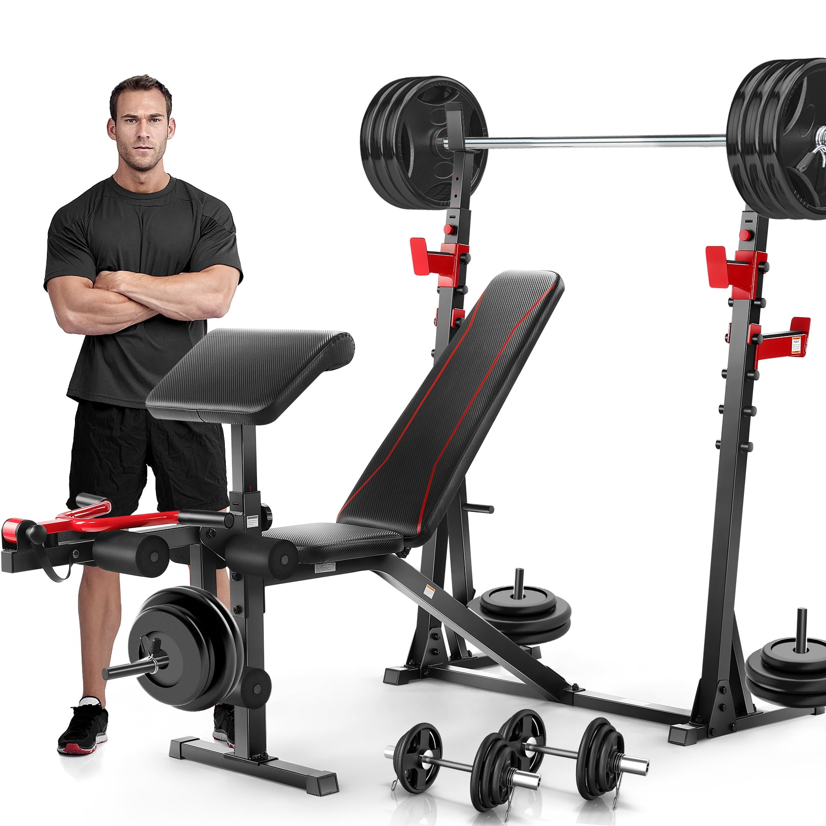 VIBESPARK 900LBS 7-in-1 Workout Bench, Adjustable Weight Bench Press ...