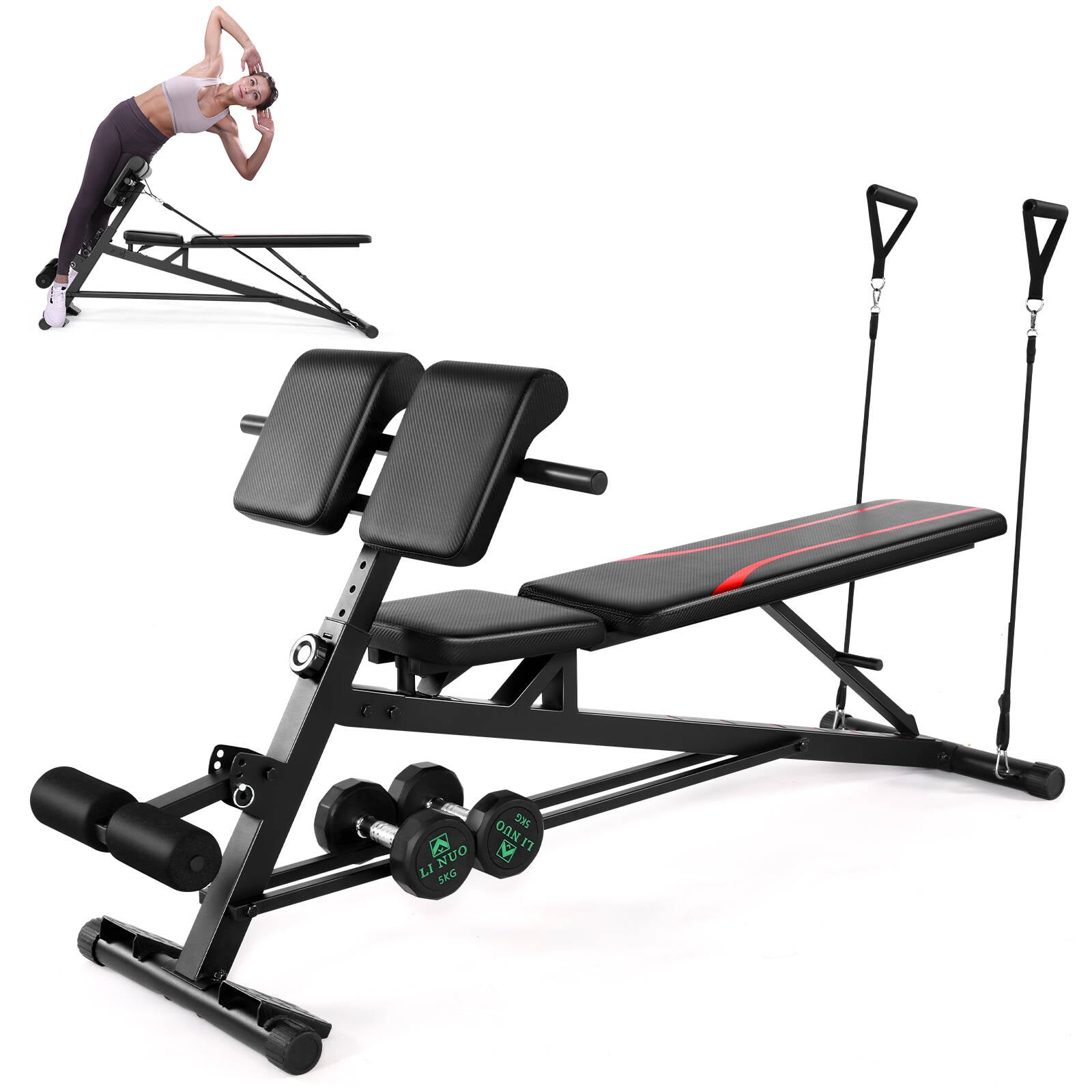 VIBESPARK 900LBS Adjustable Weight Bench Press for Home Gym Bench, 4 in ...