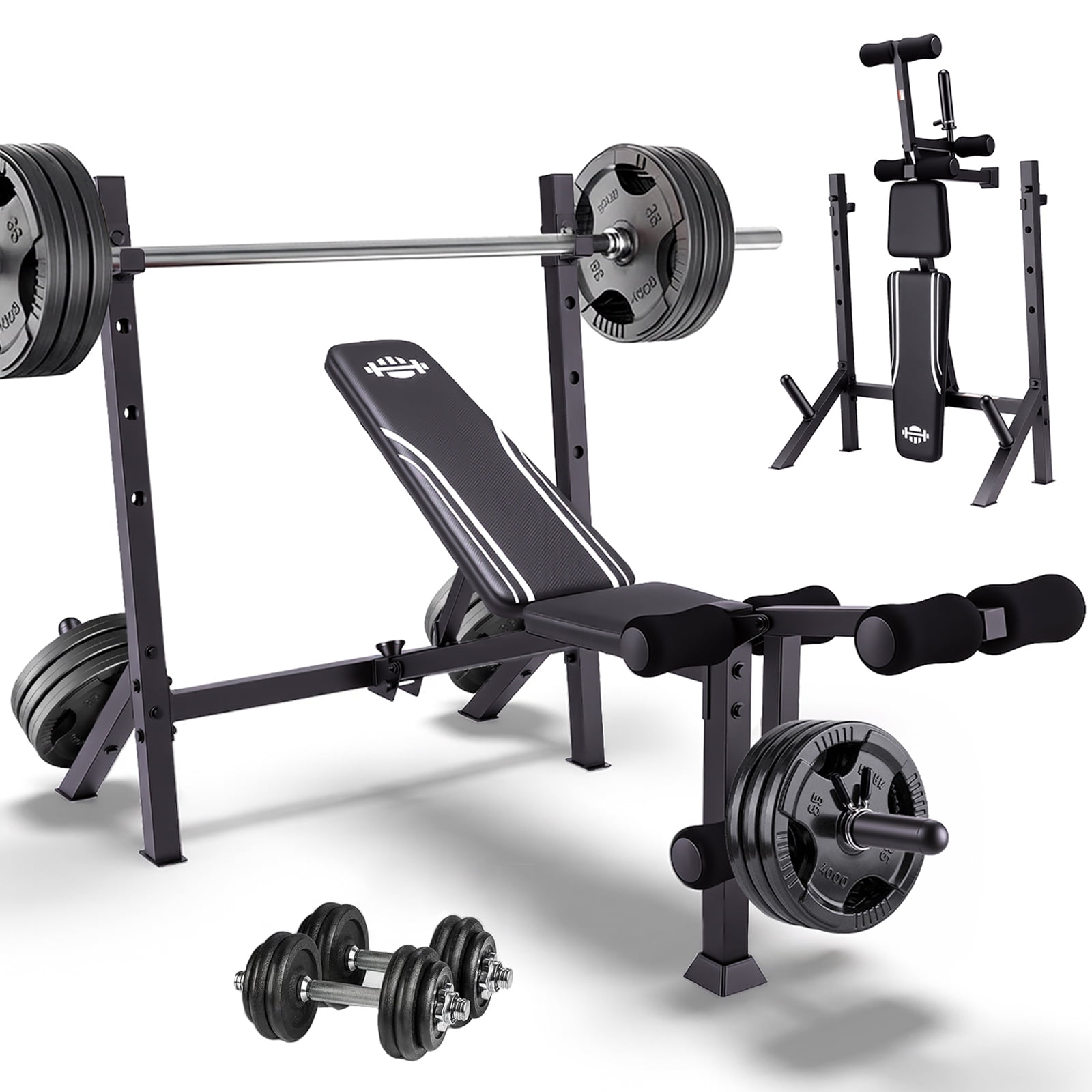 VIBESPARK Adjustable Folding Weight Bench, 900Lbs Capacity, 5-in-1 ...