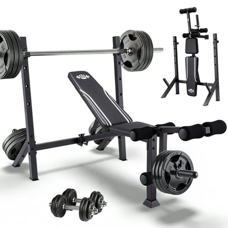 660LBS Adjustable Weight Bench with Squat Rack , 6-in-1 Workout Bench ...